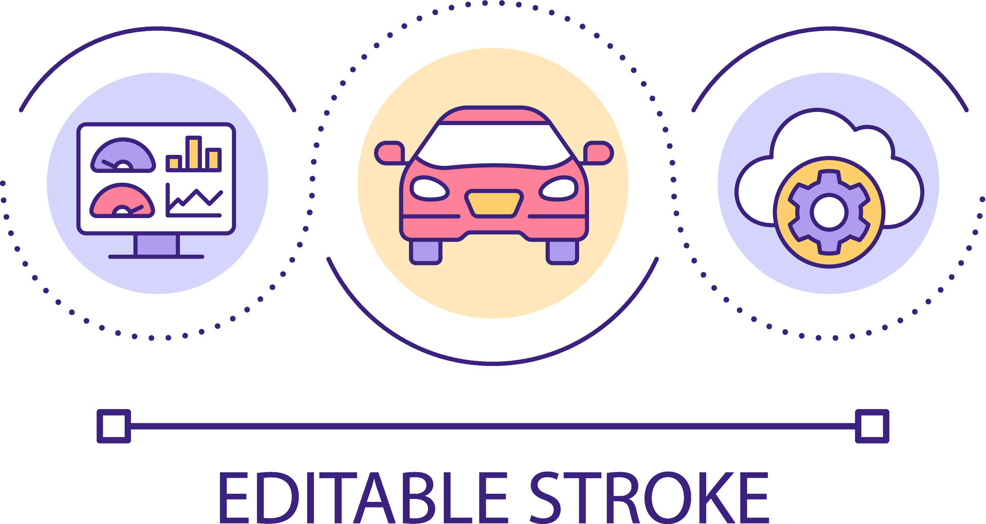 Automobile digital data storage loop concept icon. Driving car information. Industry abstract ...