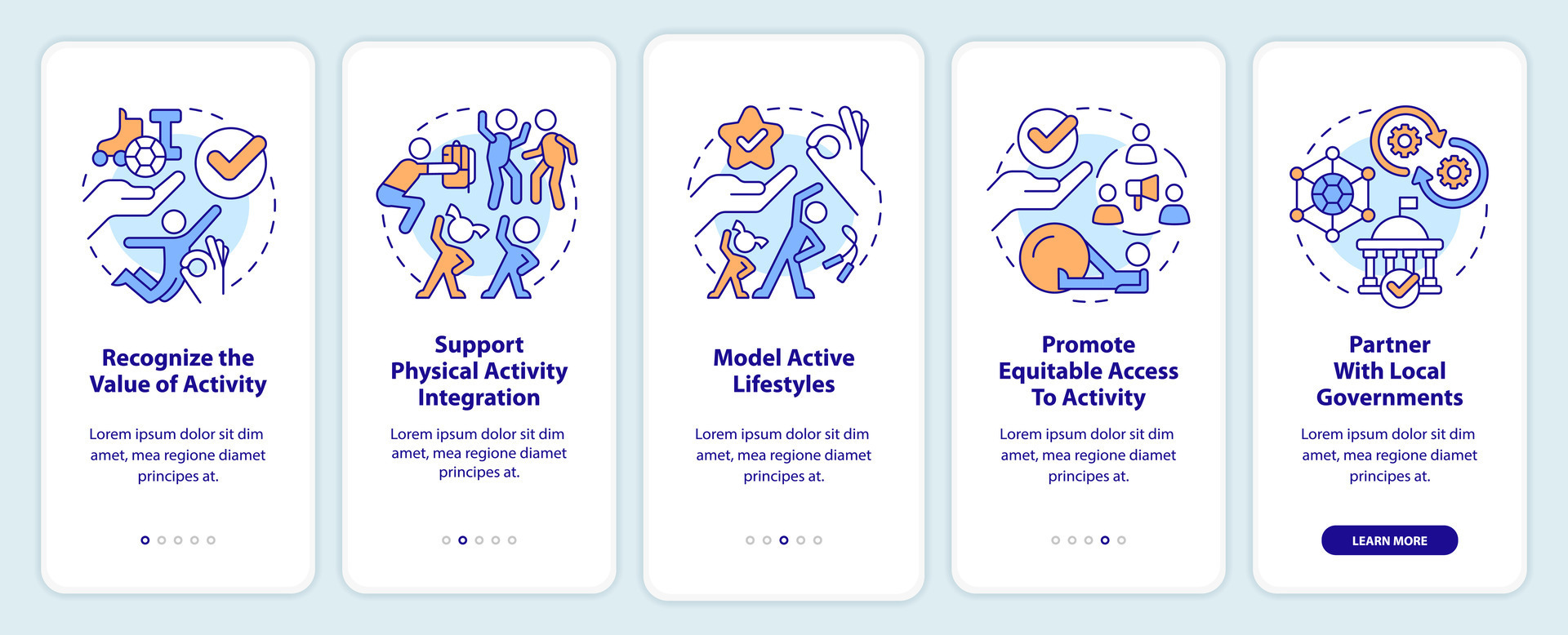 Activities for student mental health onboarding mobile app screen ...