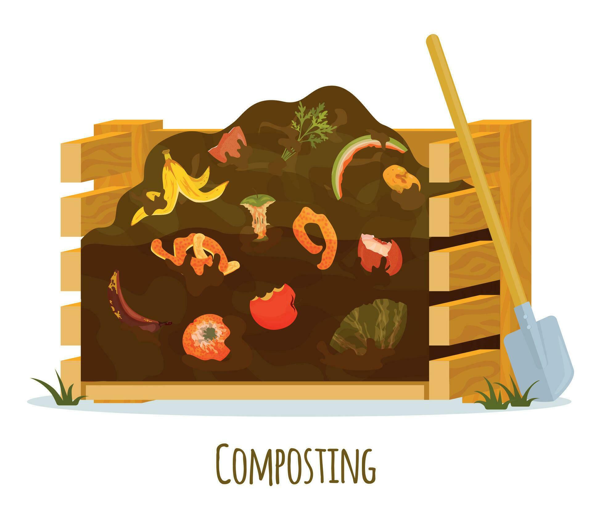 Compost Composting Flat Composition 24853860 Vector Art at Vecteezy