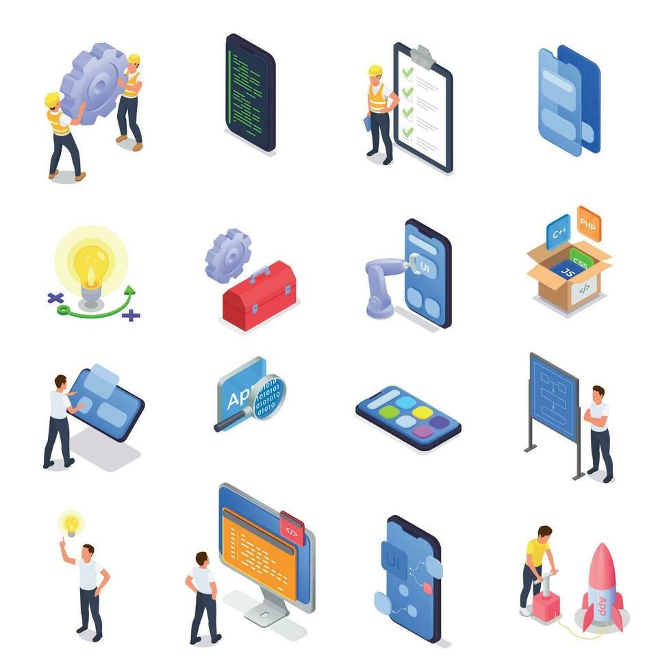 Mobile App Development Icons 24854213 Vector Art at Vecteezy