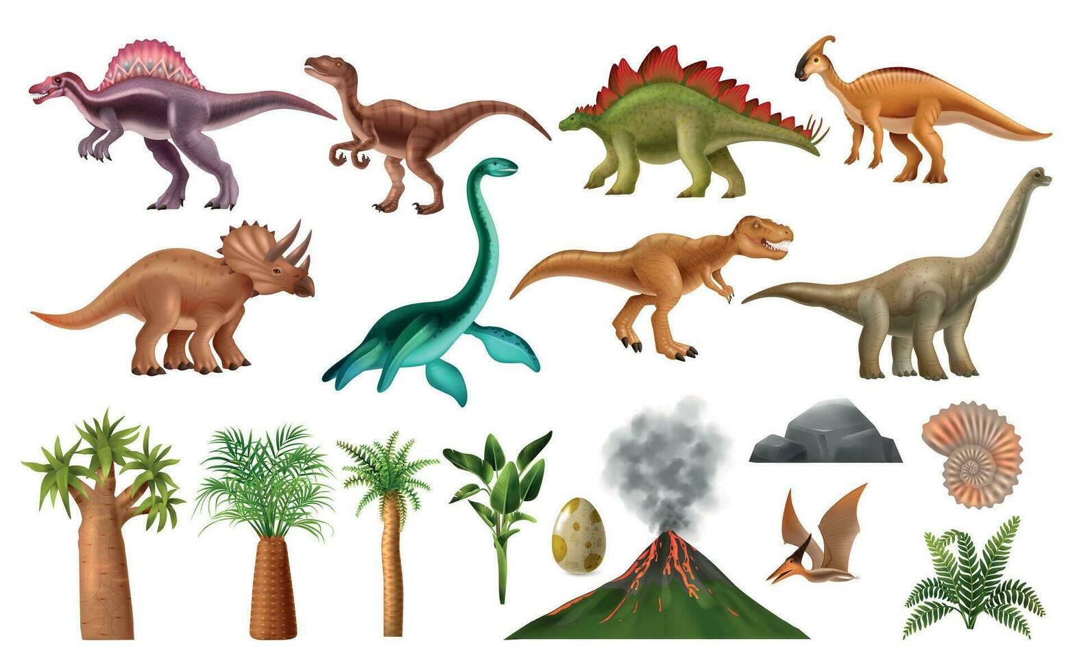 Realistic Jurassic Period Set 24854520 Vector Art At Vecteezy