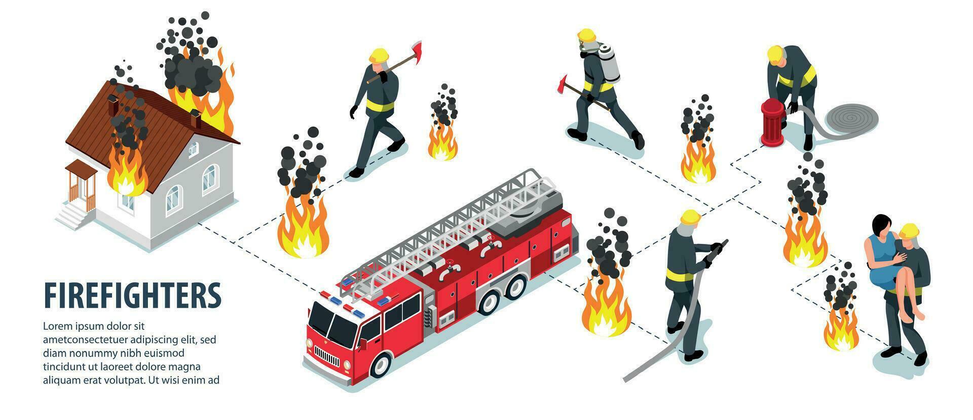 Isometric Firefighter Infographic 24854684 Vector Art at Vecteezy