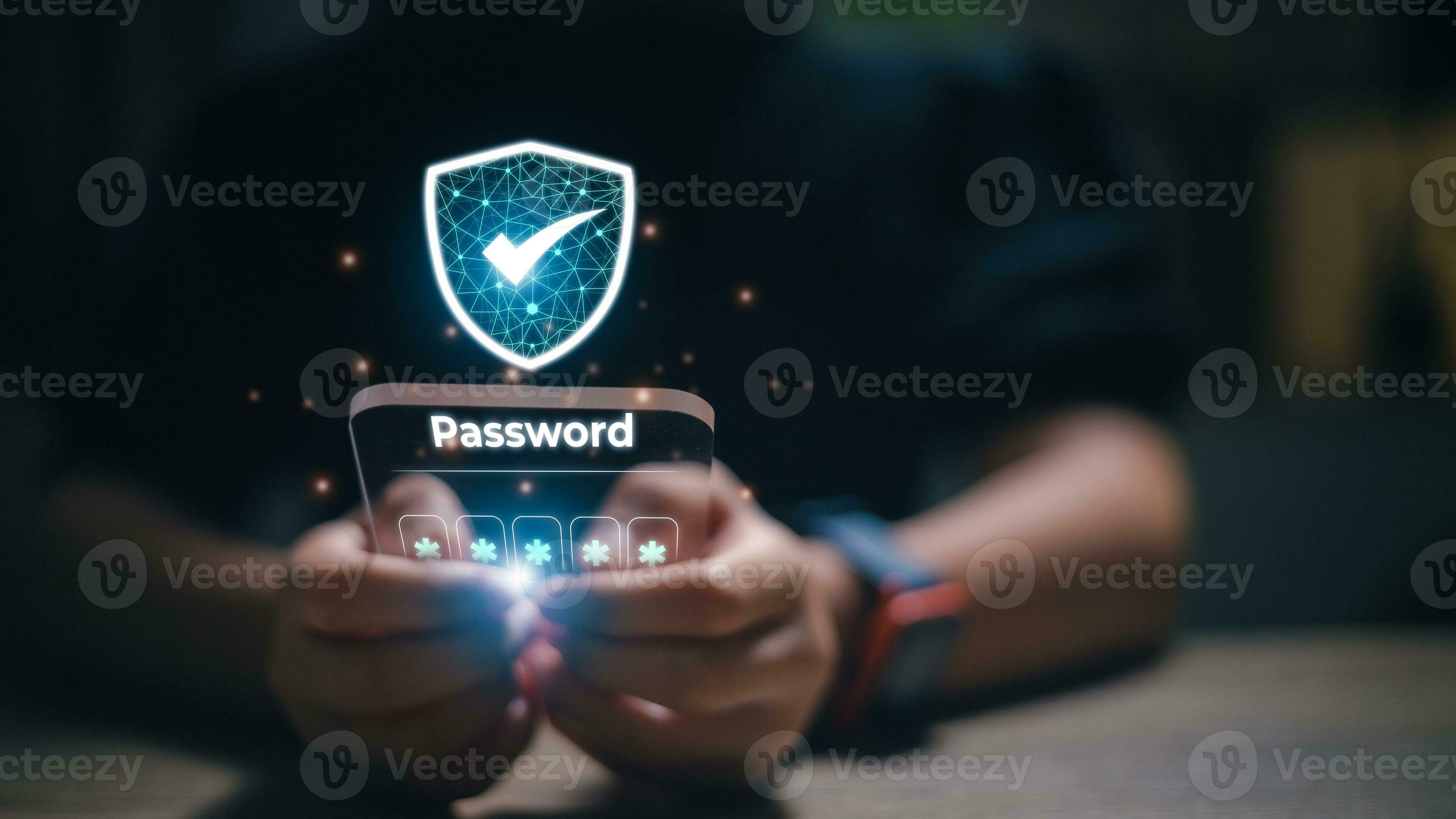 Businesswomen Protect Personal Information Cybersecurity Concept User Authentication System