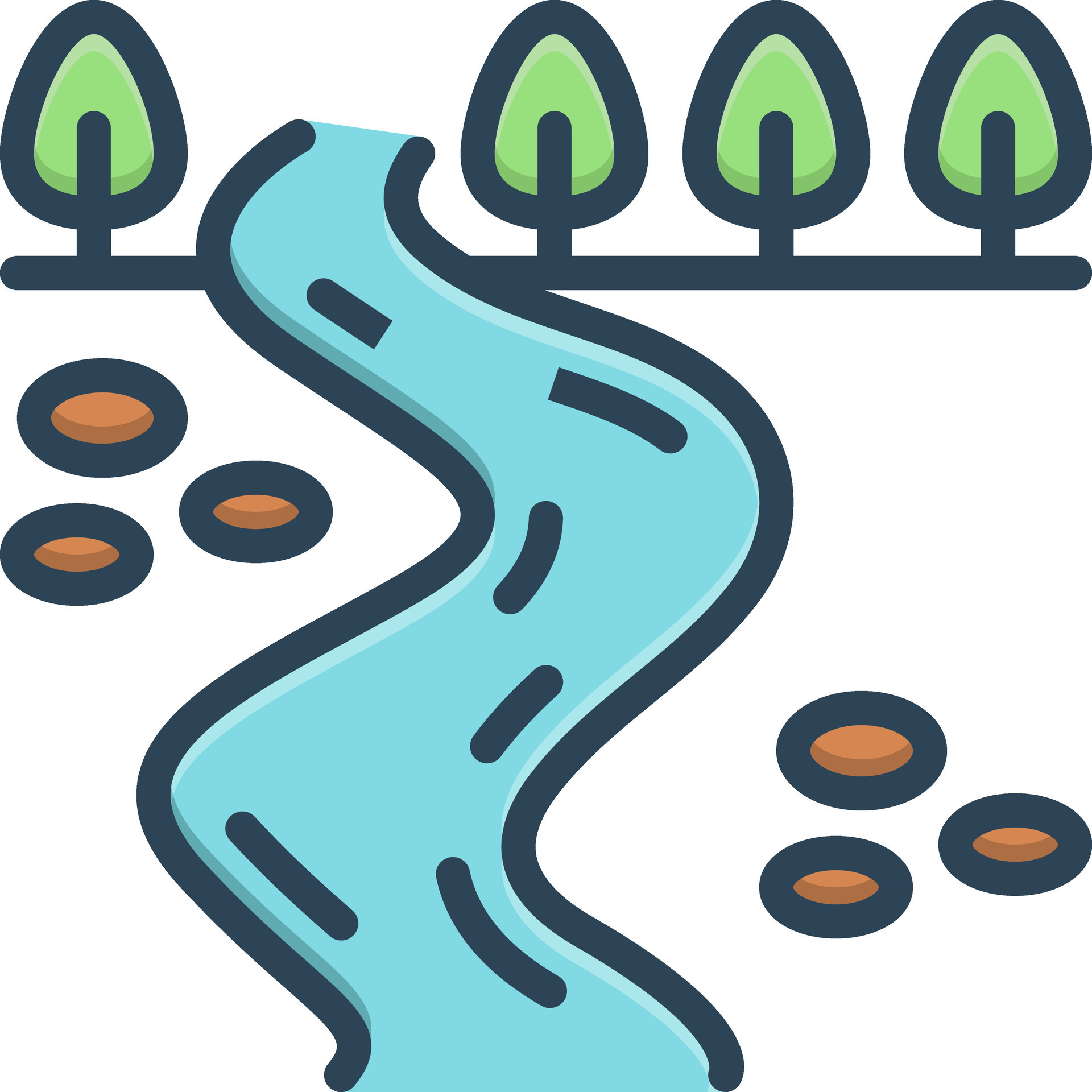 color icon for creek 24881458 Vector Art at Vecteezy