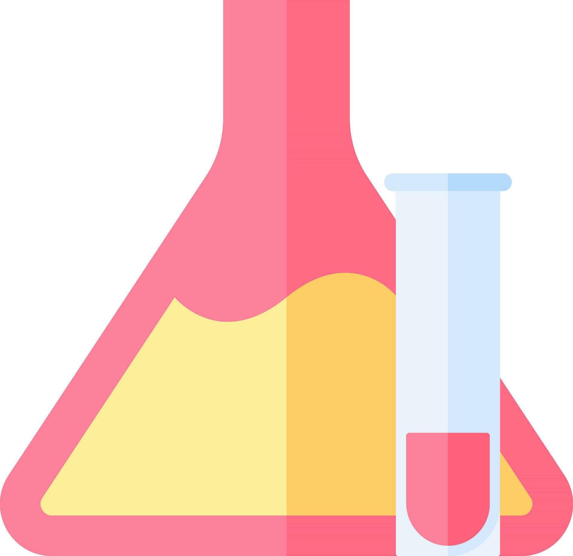 Conical Flask And Test Tube Icon In Pink And Yellow Color. 24882136 ...