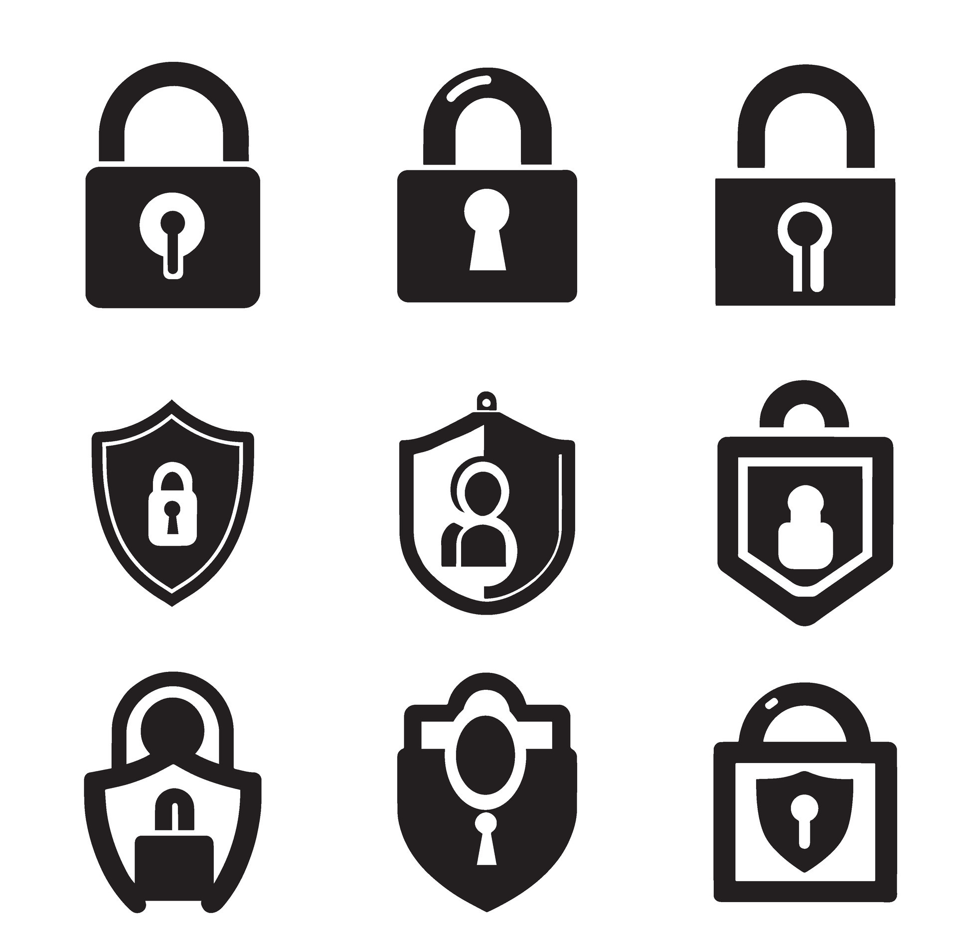 Set Of Security Shield Icons Security Shields Logotypes With Check