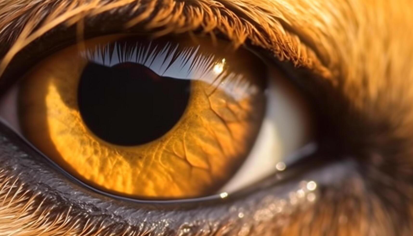 Yellow feline staring with beauty, close up on animal eye generated by ...