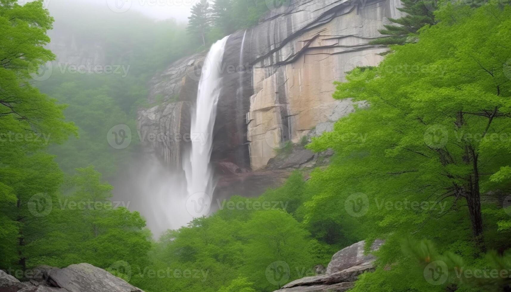 Fresh green leaves cascade down wet rocks in nature beauty generated by AI 24891352 Stock Photo ...