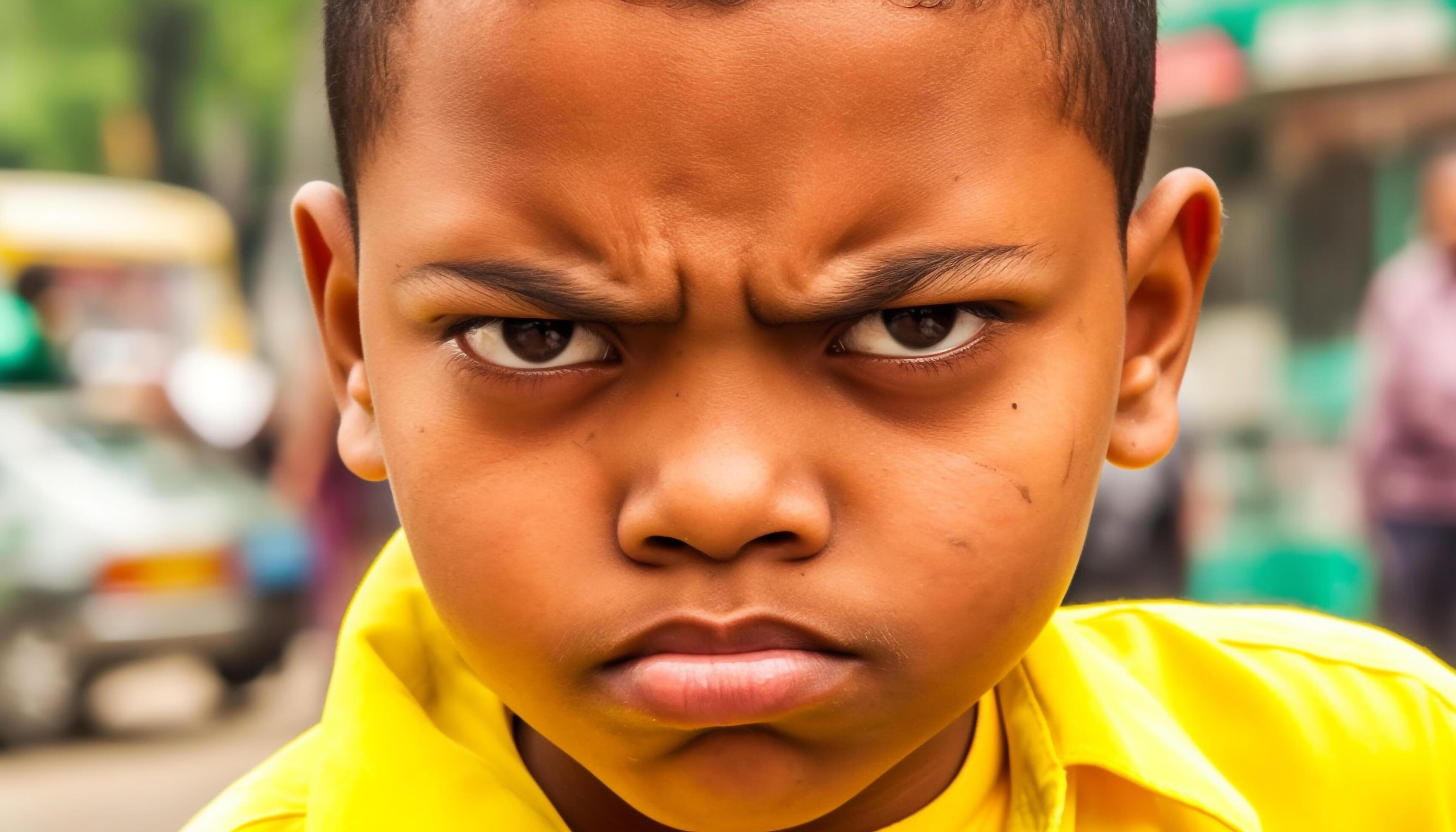 One sad African boy sulking in poverty, looking at camera generated by AI 24893155 Stock Photo ...