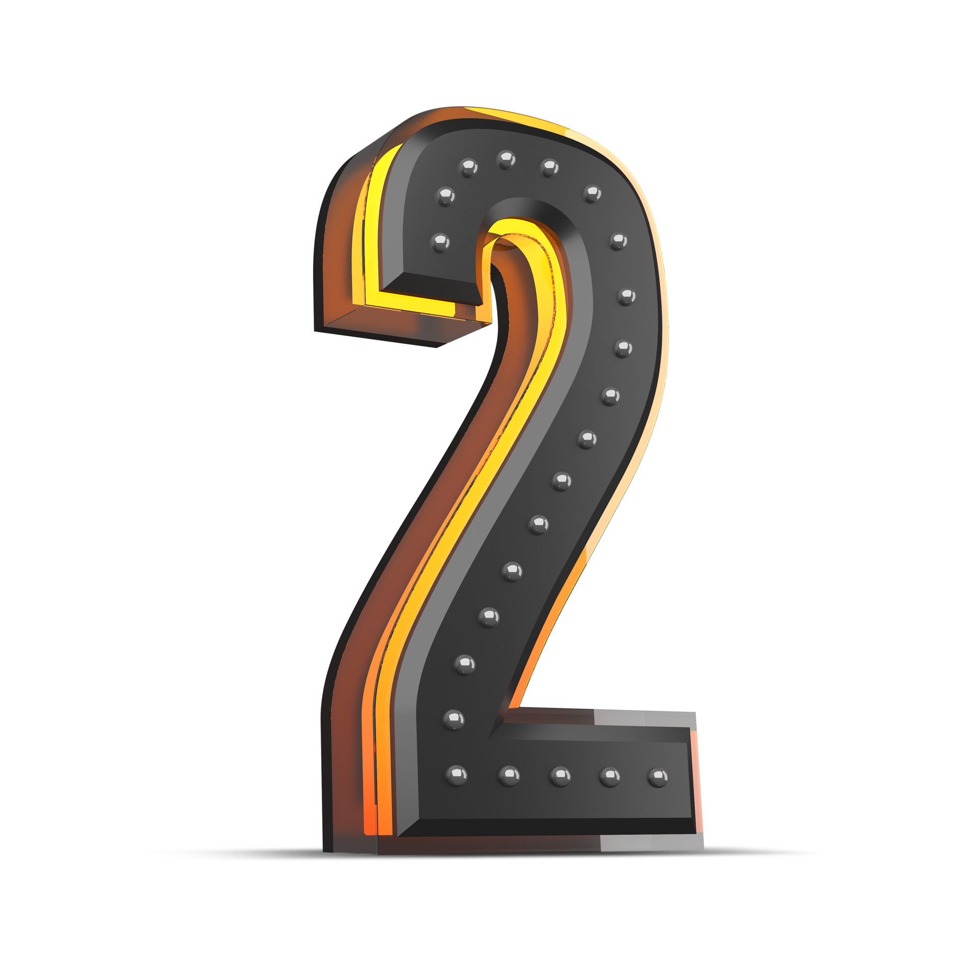 3D number with pin decoration and neon light effect, 3d rendering ...