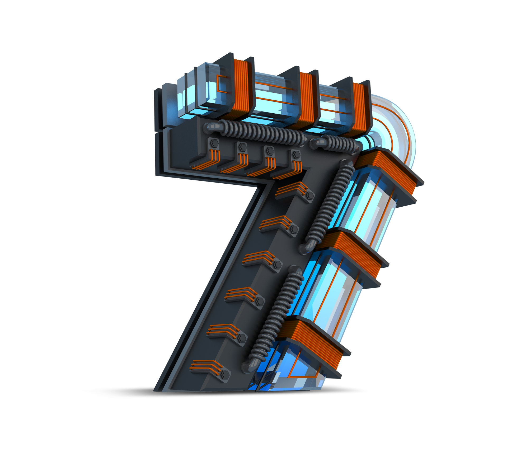 3d Number Blue Neon Light With Copper Wire 3d Rendering 24912004 Png