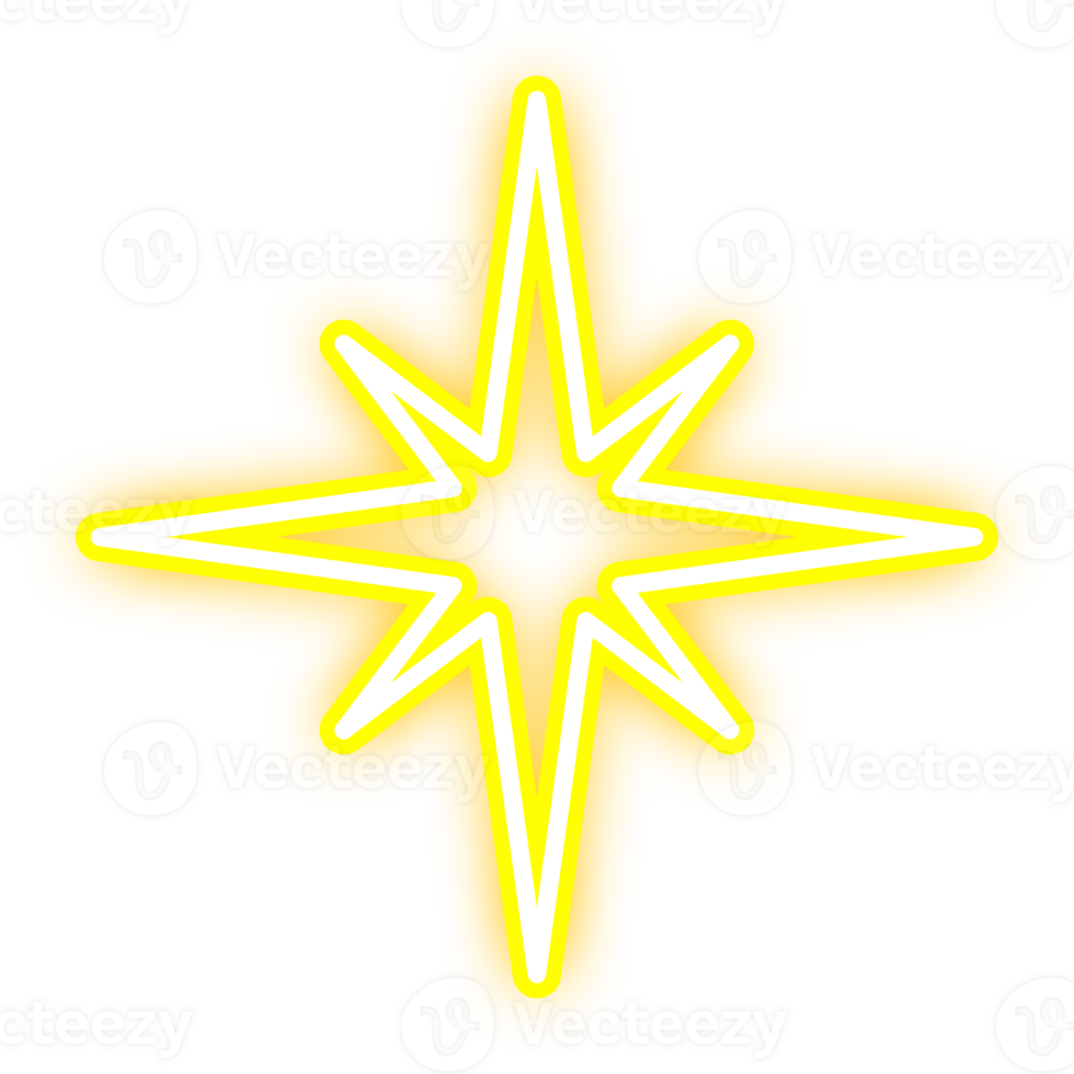 Sparkle Glowing Neon Yellow Star 24913066 PNG