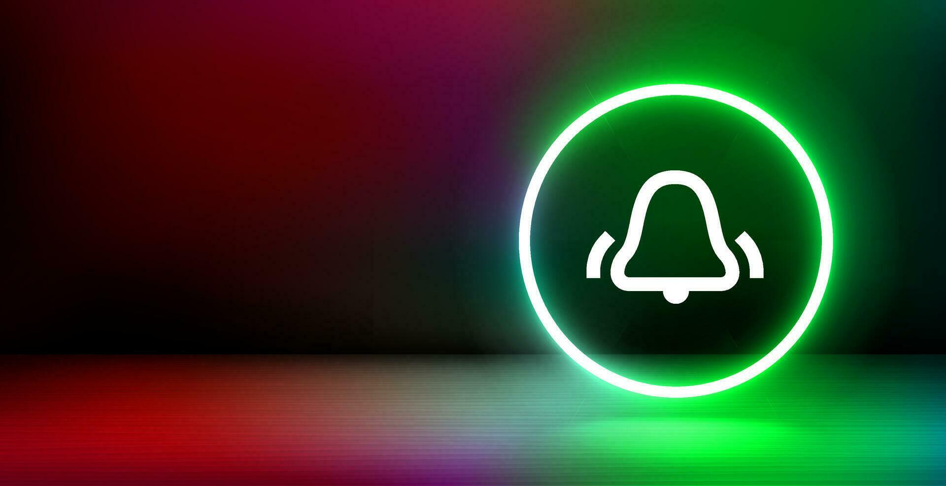 Banner with shining neon frame and alert icon. 3d vector illustration ...