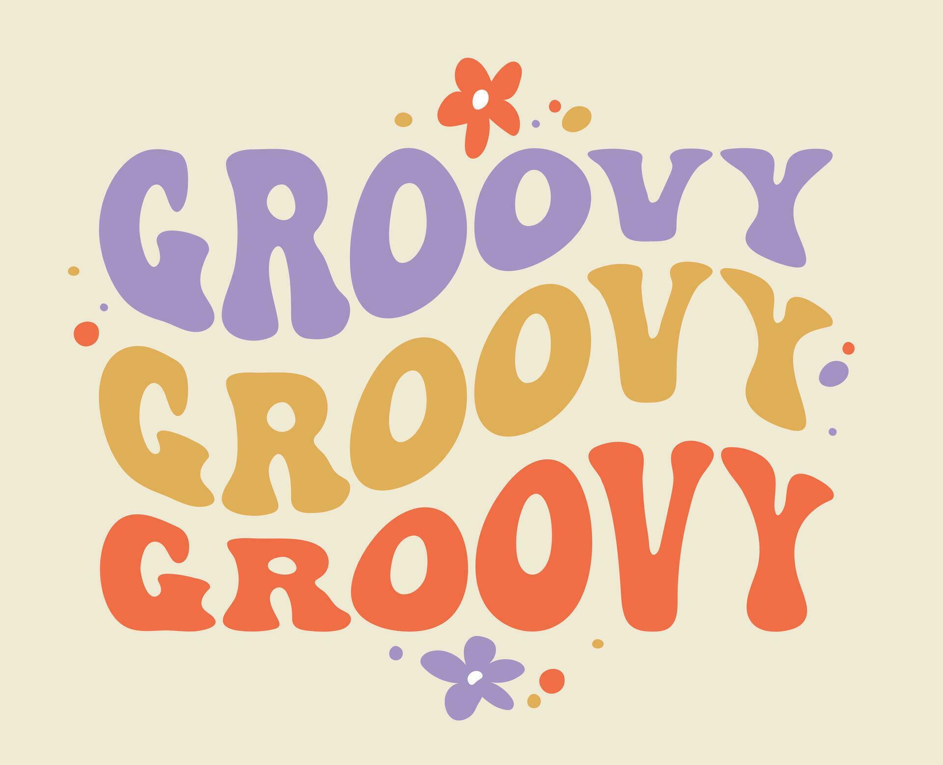 70s style groovy poster illustration. Handwritten retro hippie poster ...