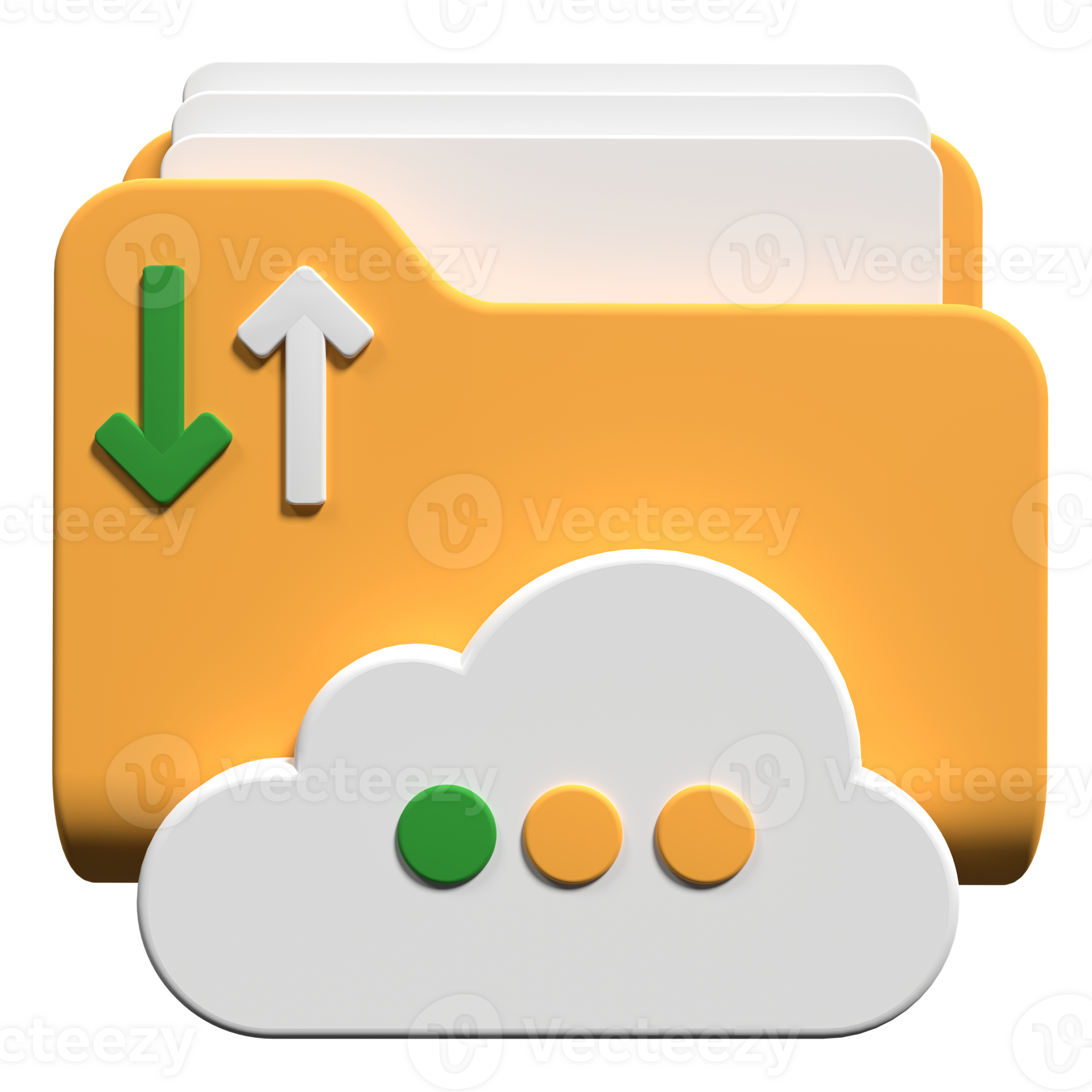 Cloud Storage 3d Illustration File Transfer Concept Cloud Download And Upload Icon Digital