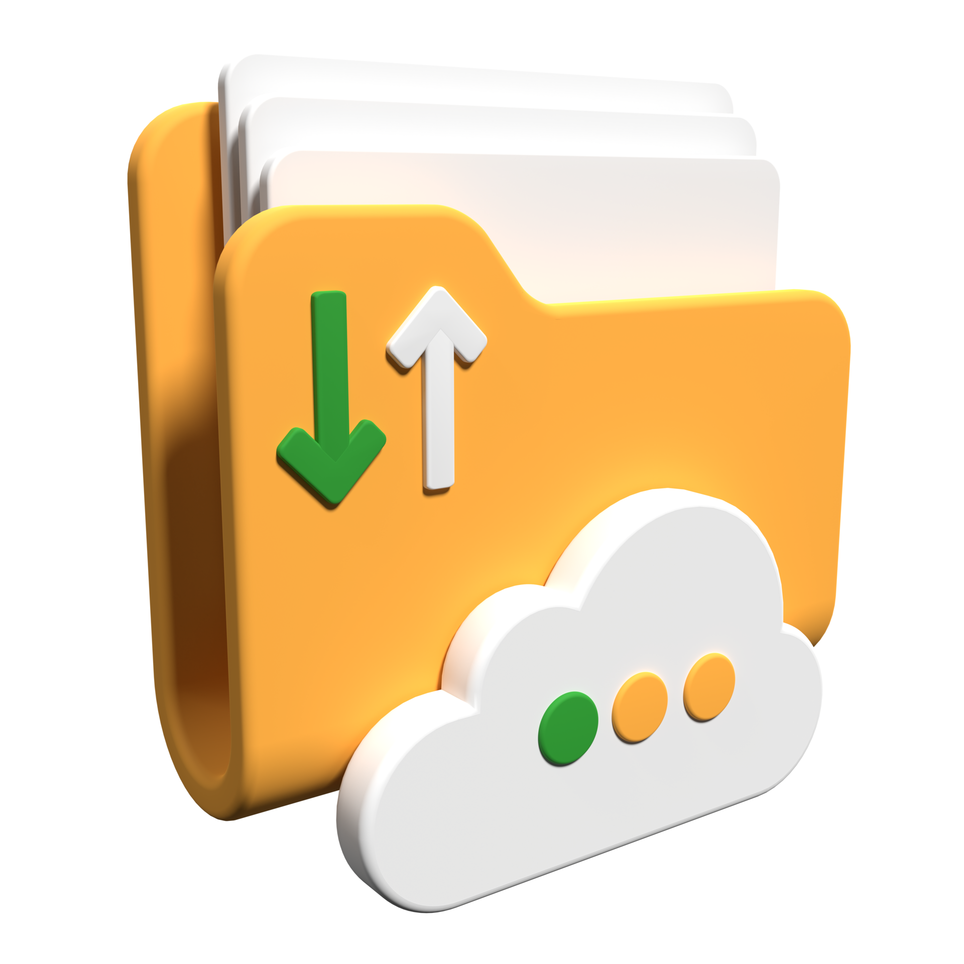 Cloud Storage 3d Illustration File Transfer Concept Cloud Download And Upload Icon Digital
