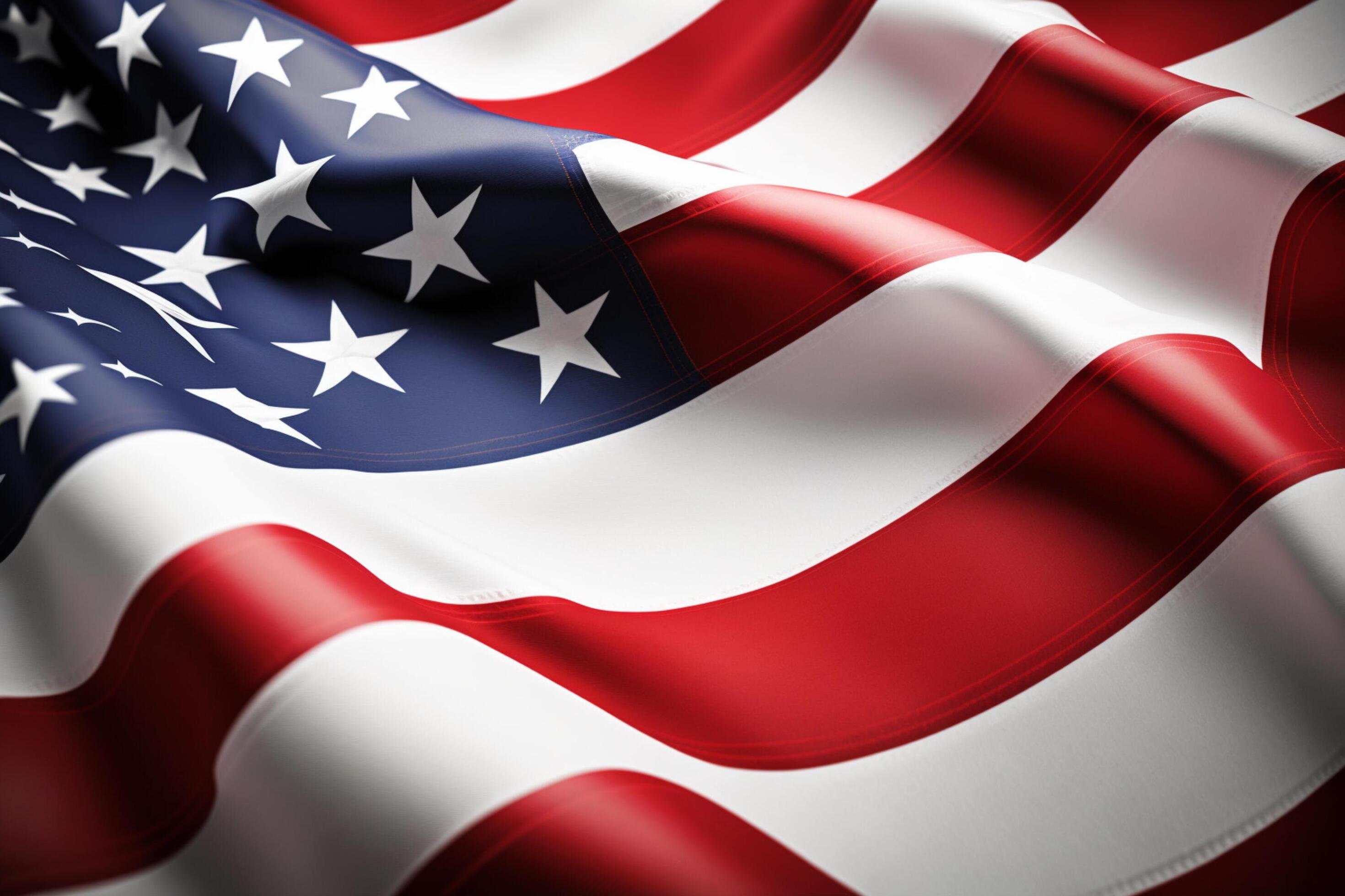 Realistic Of The Waving American Flag With Interisting Texture Waving Of National Usa Flag