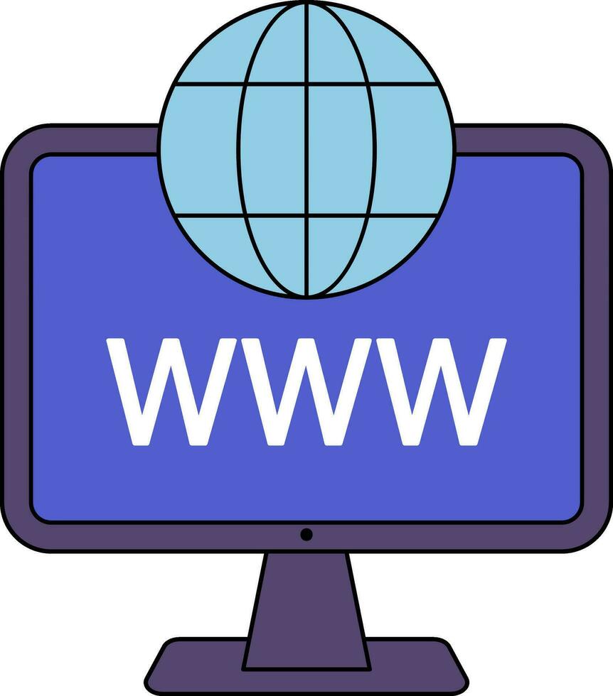 Web Browser or Global Network in Computer icon. 24924474 Vector Art at ...