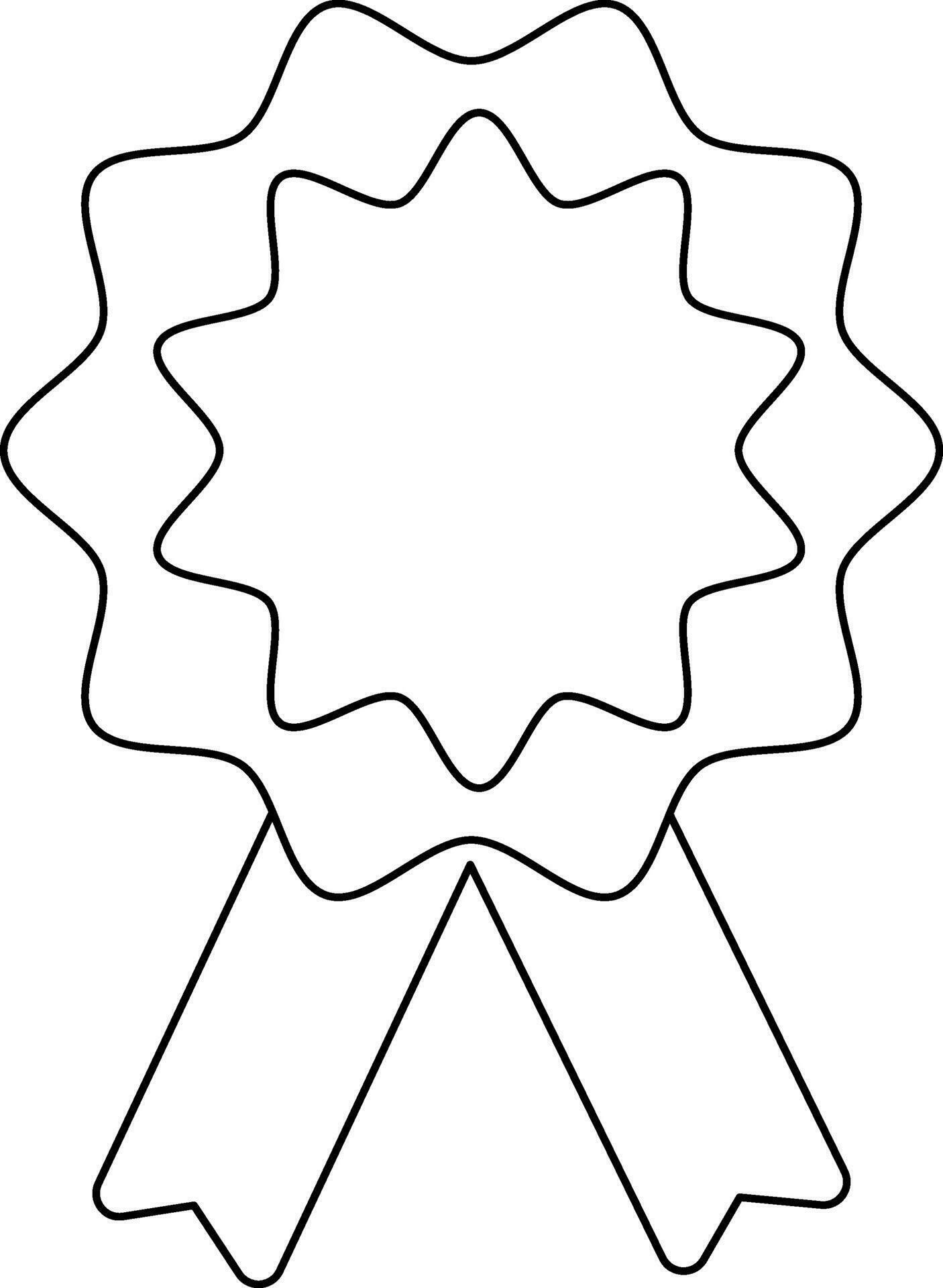 Black line art badge with ribbon. 24925503 Vector Art at Vecteezy