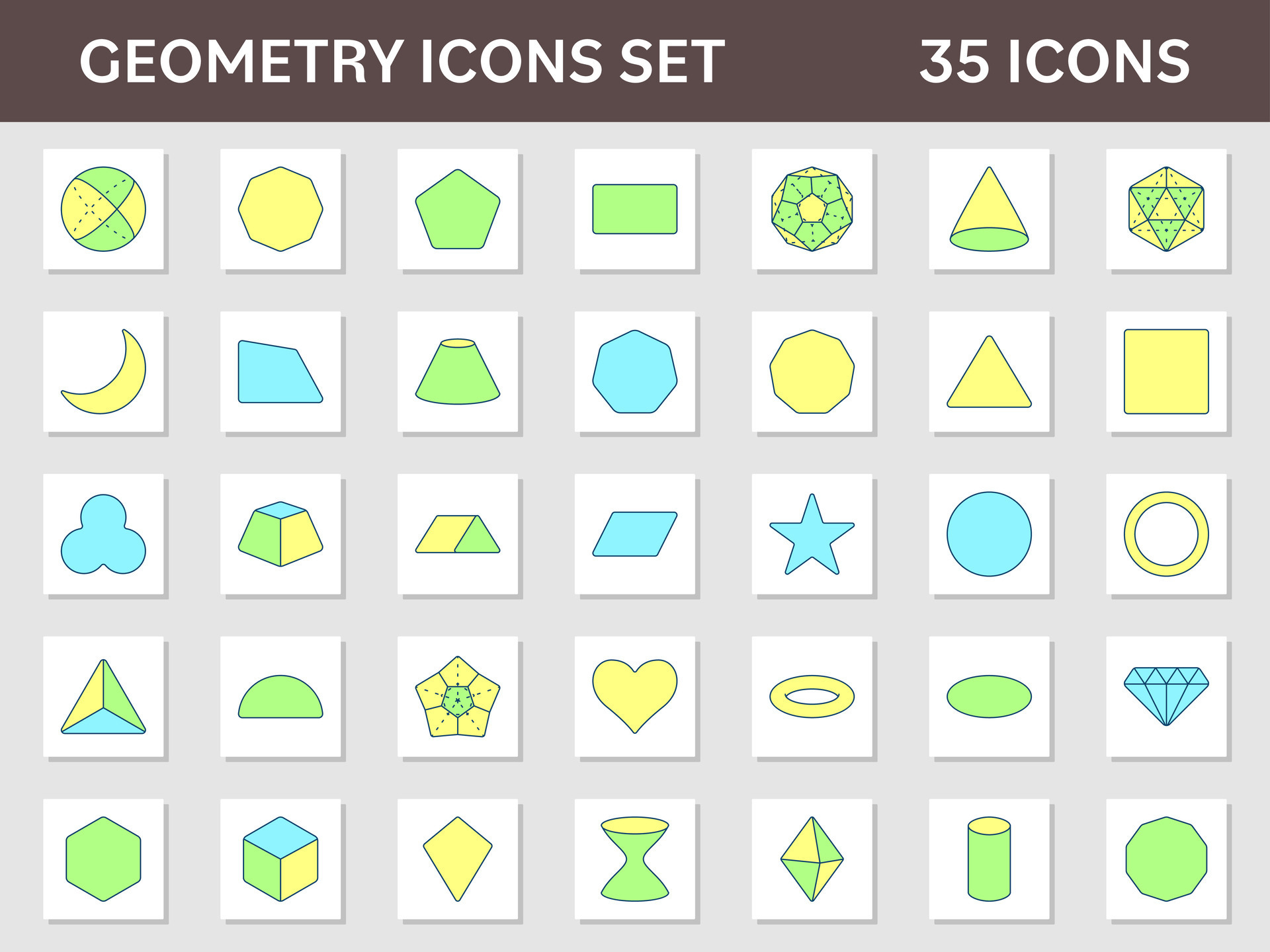 Colorful Set Of Geometry Icons On Square Background. 24935590 Vector Art at Vecteezy