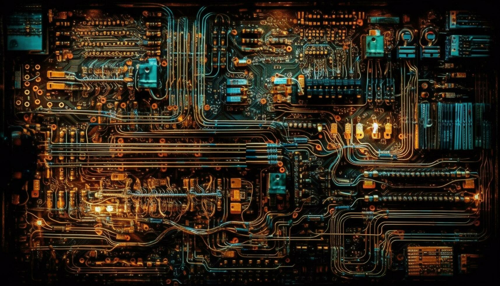 Abstract Computer Chip Circuit Board Glowing With Futuristic Technology