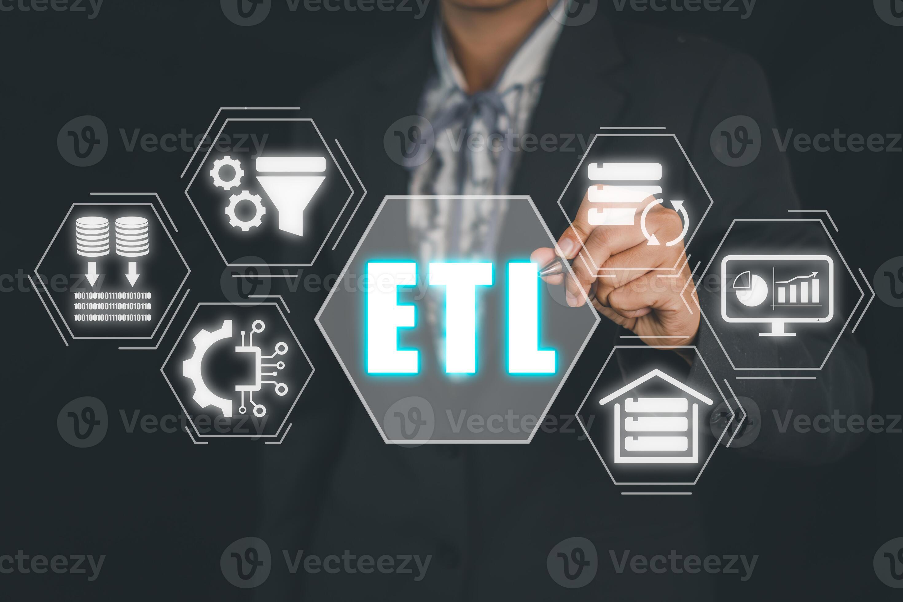 ETL, extract transform load concept, Person hand touching extract ... ETL, extract transform load concept, Person hand touching extract ...