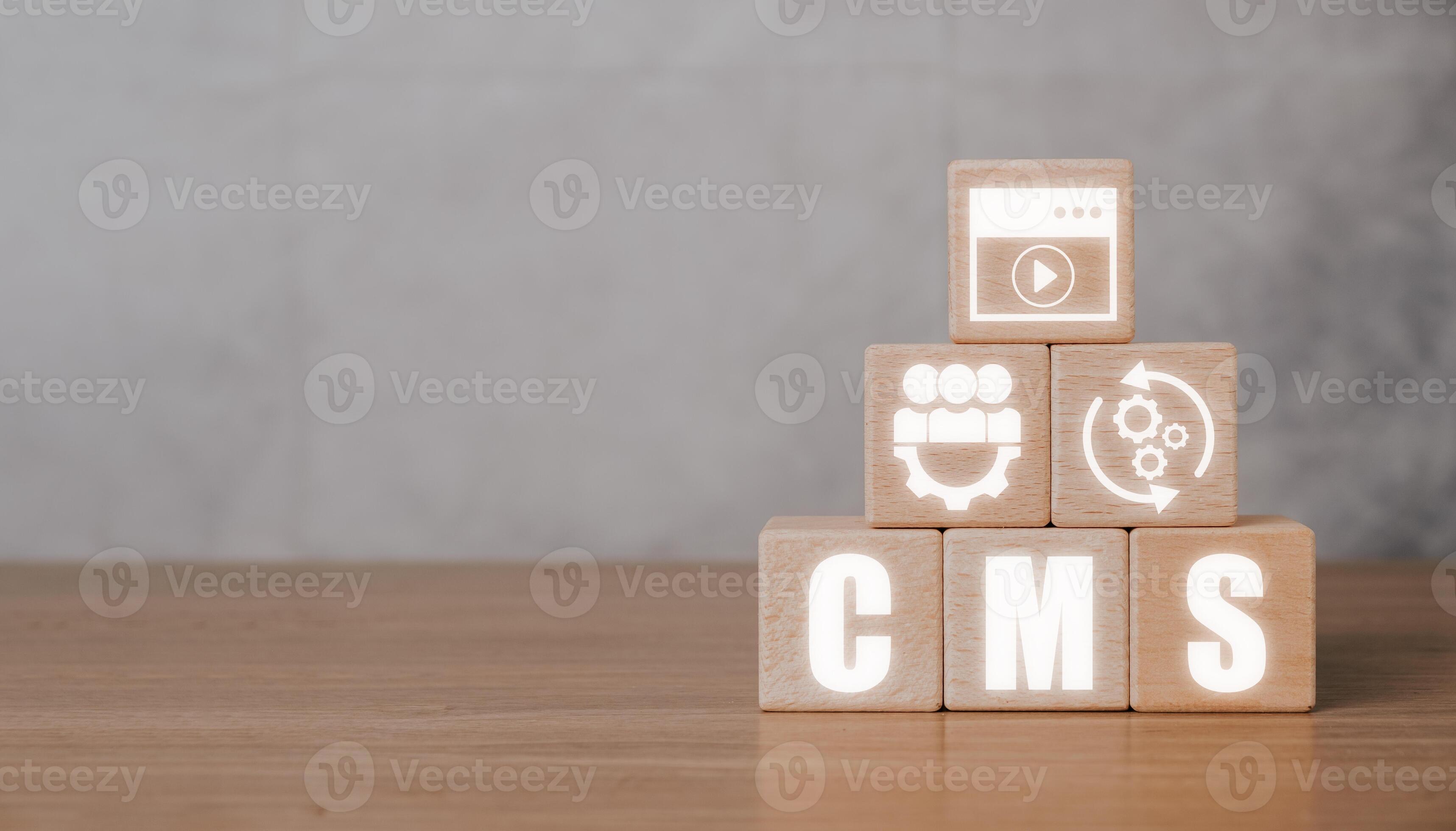 CMS, Content management system concept, Wooden block with Content ... CMS, Content management system concept, Wooden block with Content ...