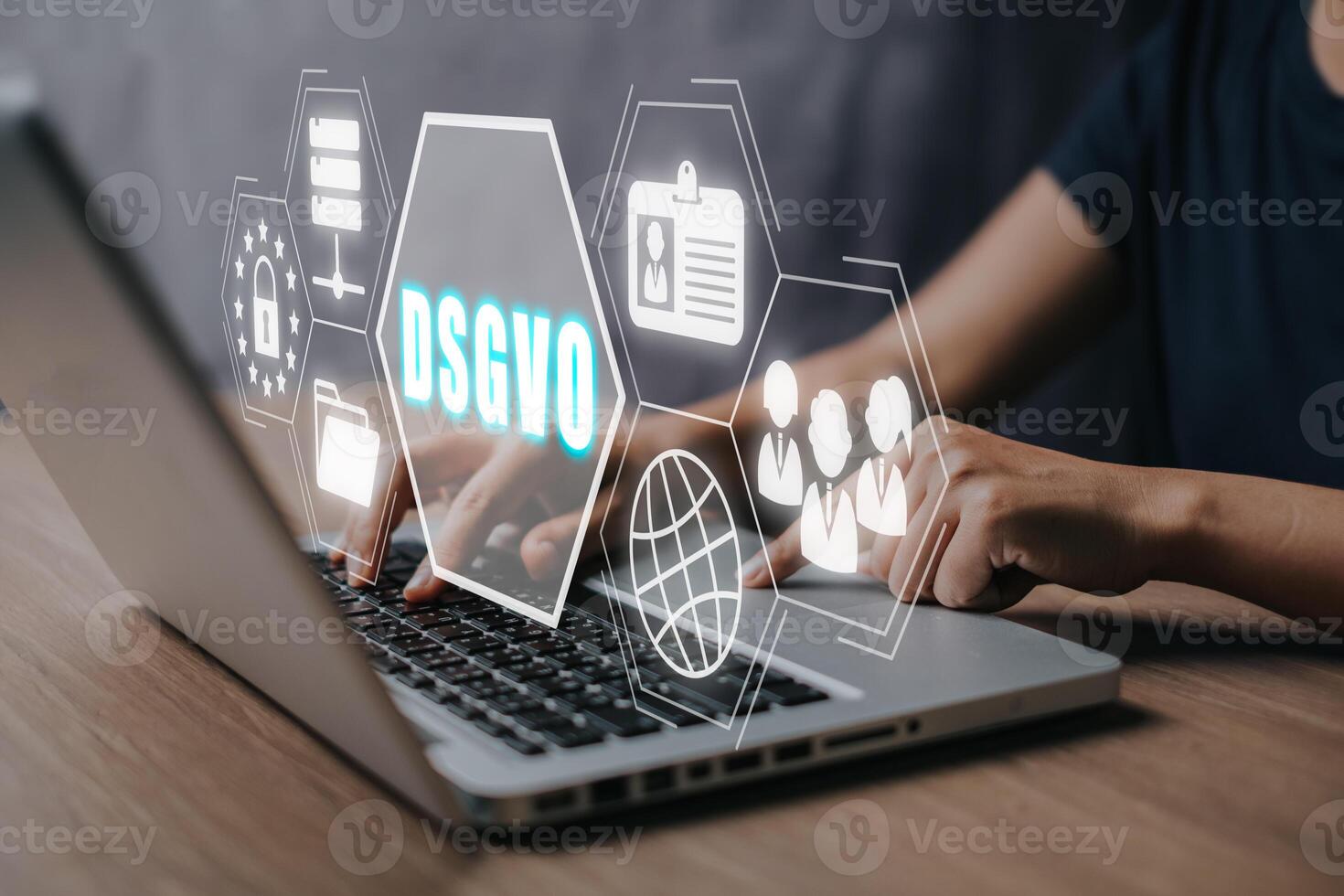DSGVO Basic Data Protection Regulation Concept, Person working on ... DSGVO Basic Data Protection Regulation Concept, Person working on ...