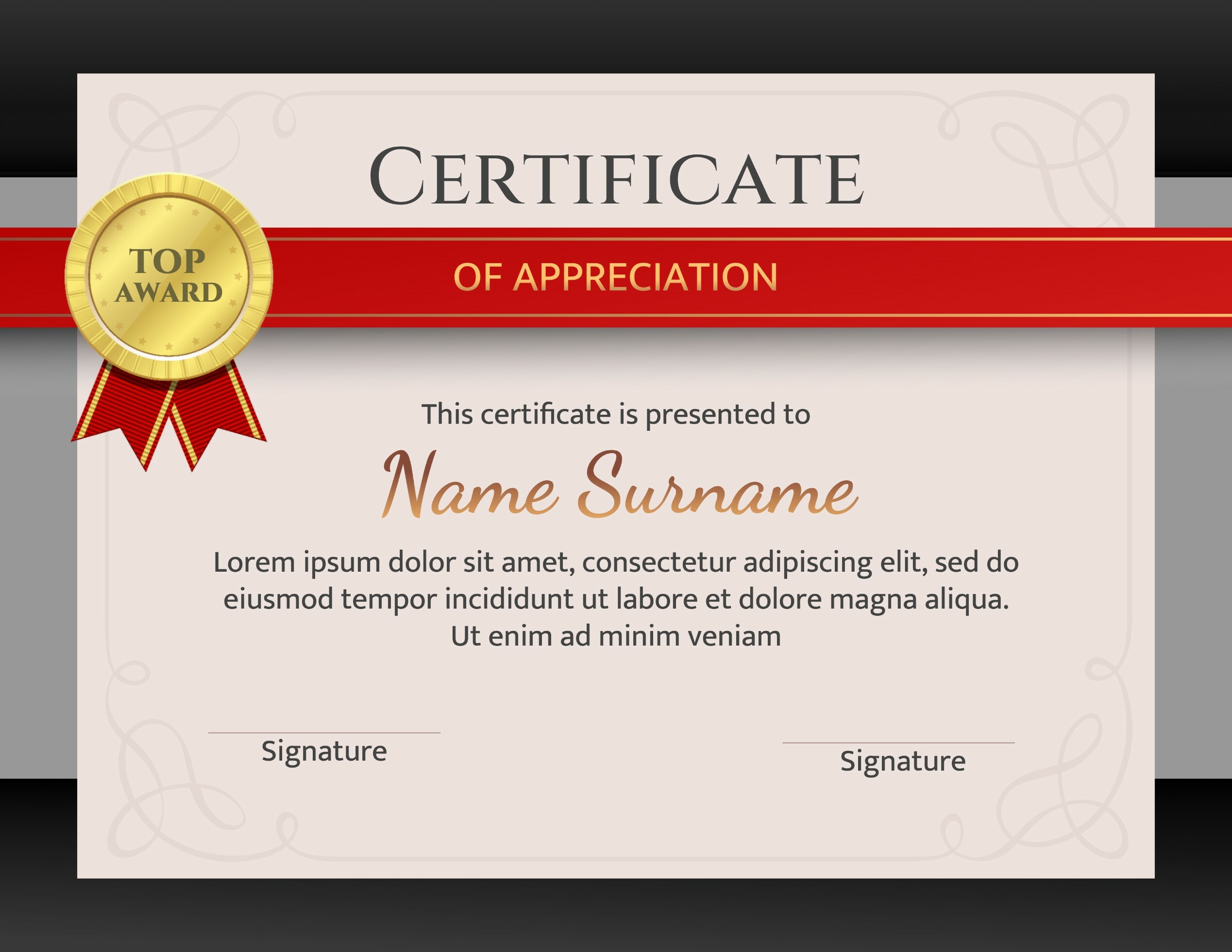 Elegant Certificate of Appreciation with Gold Medal 24950072 Template Elegant Certificate of Appreciation with Gold Medal 24950072 Template
