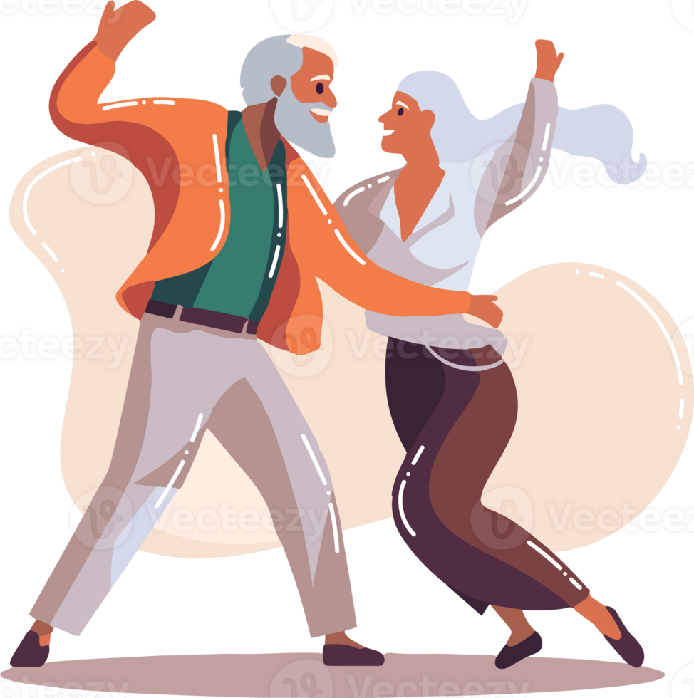 Hand Drawn Happy Elderly Couple Dancing In Flat Style 24955742 Png