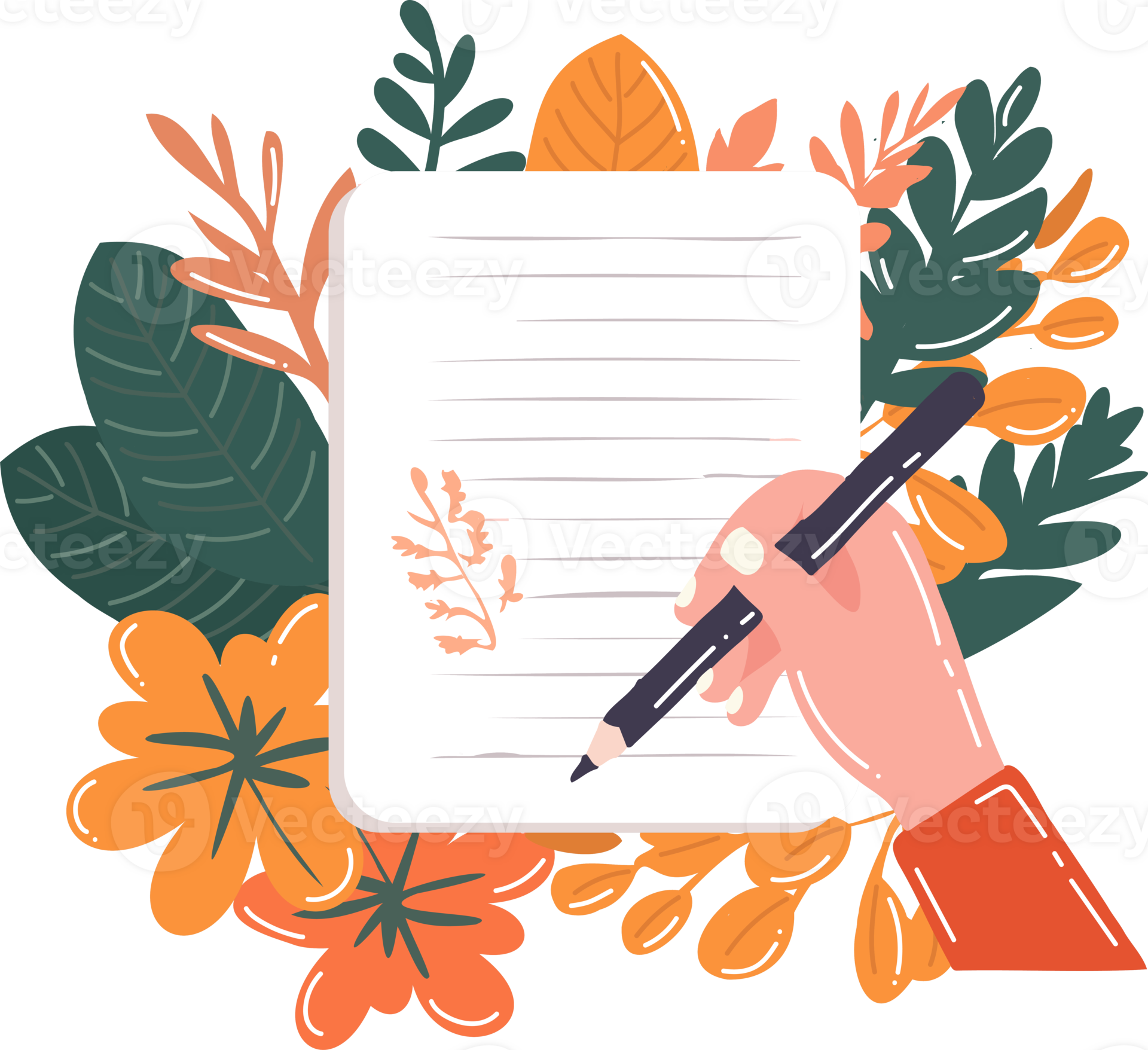 Hand Drawn Notebook With Flowers In Flat Style 24958891 Png