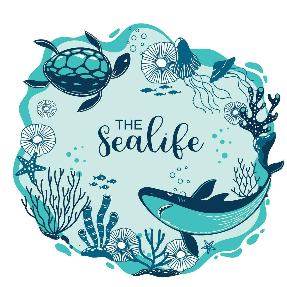 The Sealife Vector Poster Design 24959384 Vector Art At Vecteezy