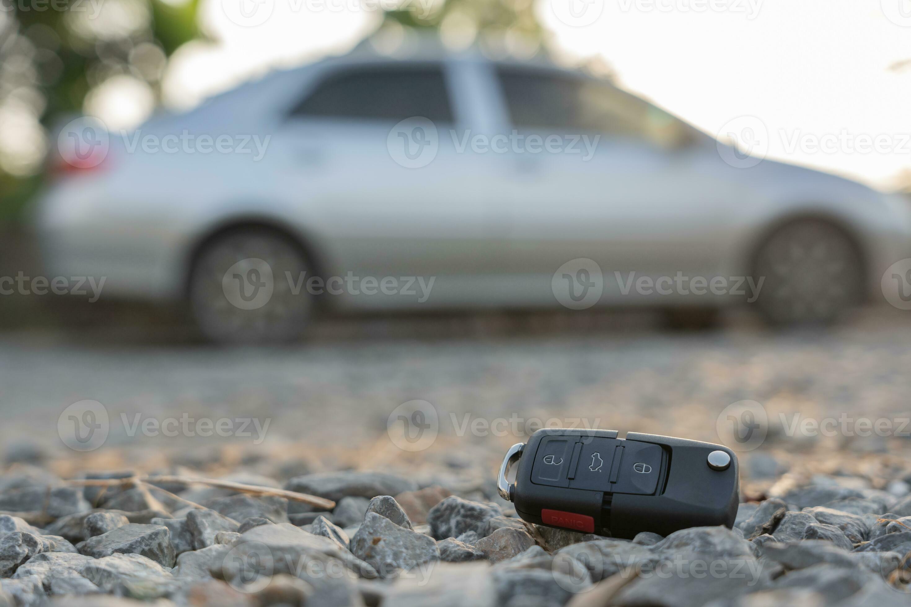 Lost car keys on the ground, Car keys dropped on the floor or fall lying on the street home ...