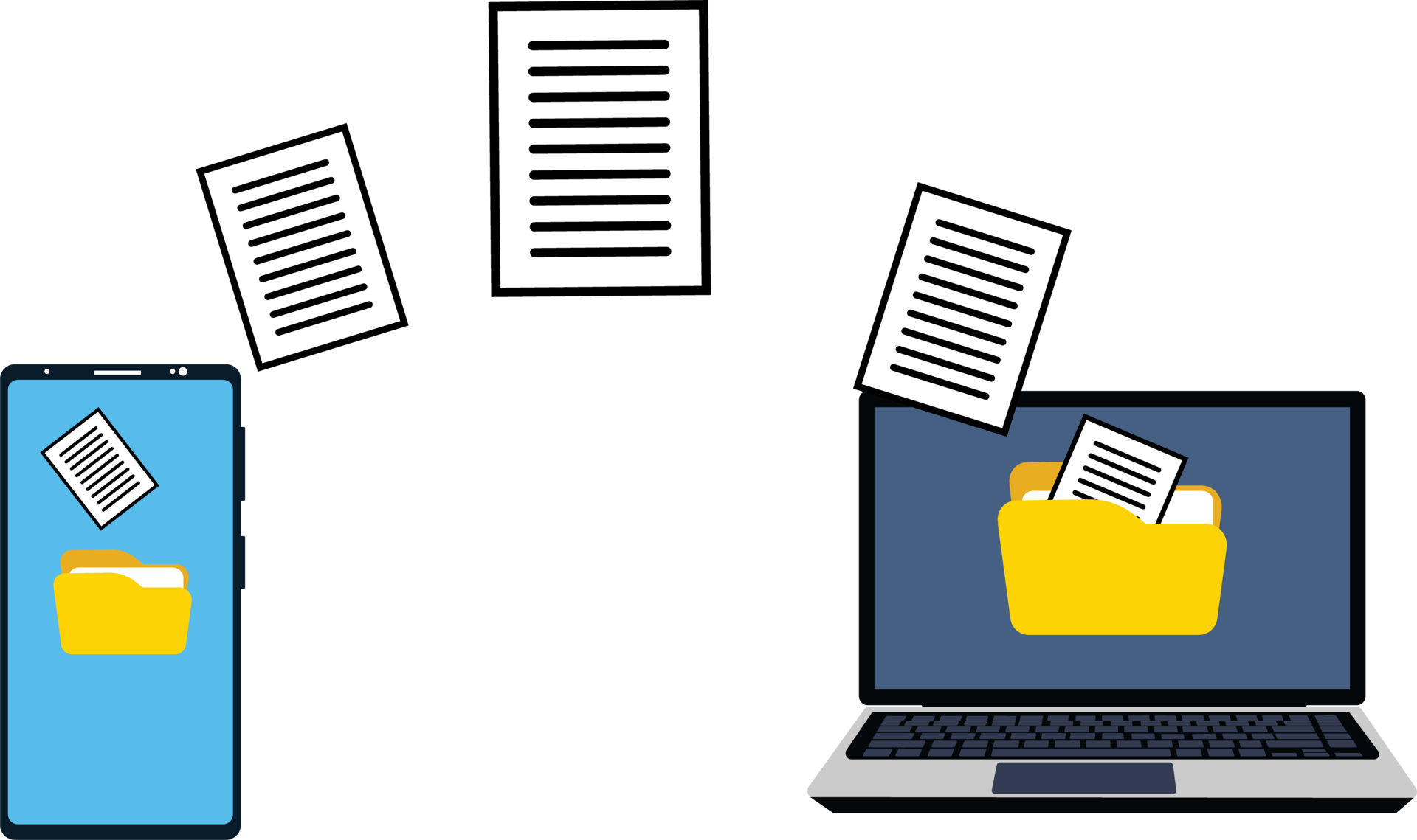 Transferring documents from a mobile to a laptop. Data transformation ...