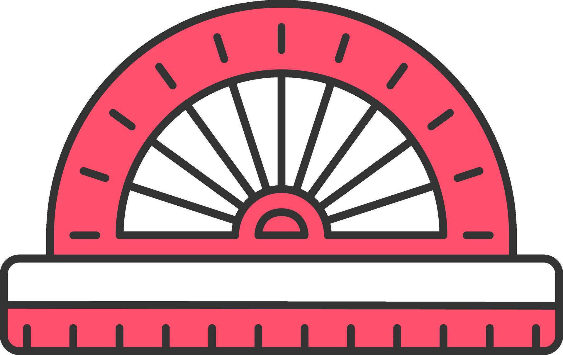 Flat Ruler Scale And Protractor Icon In Red And White Color 24971957