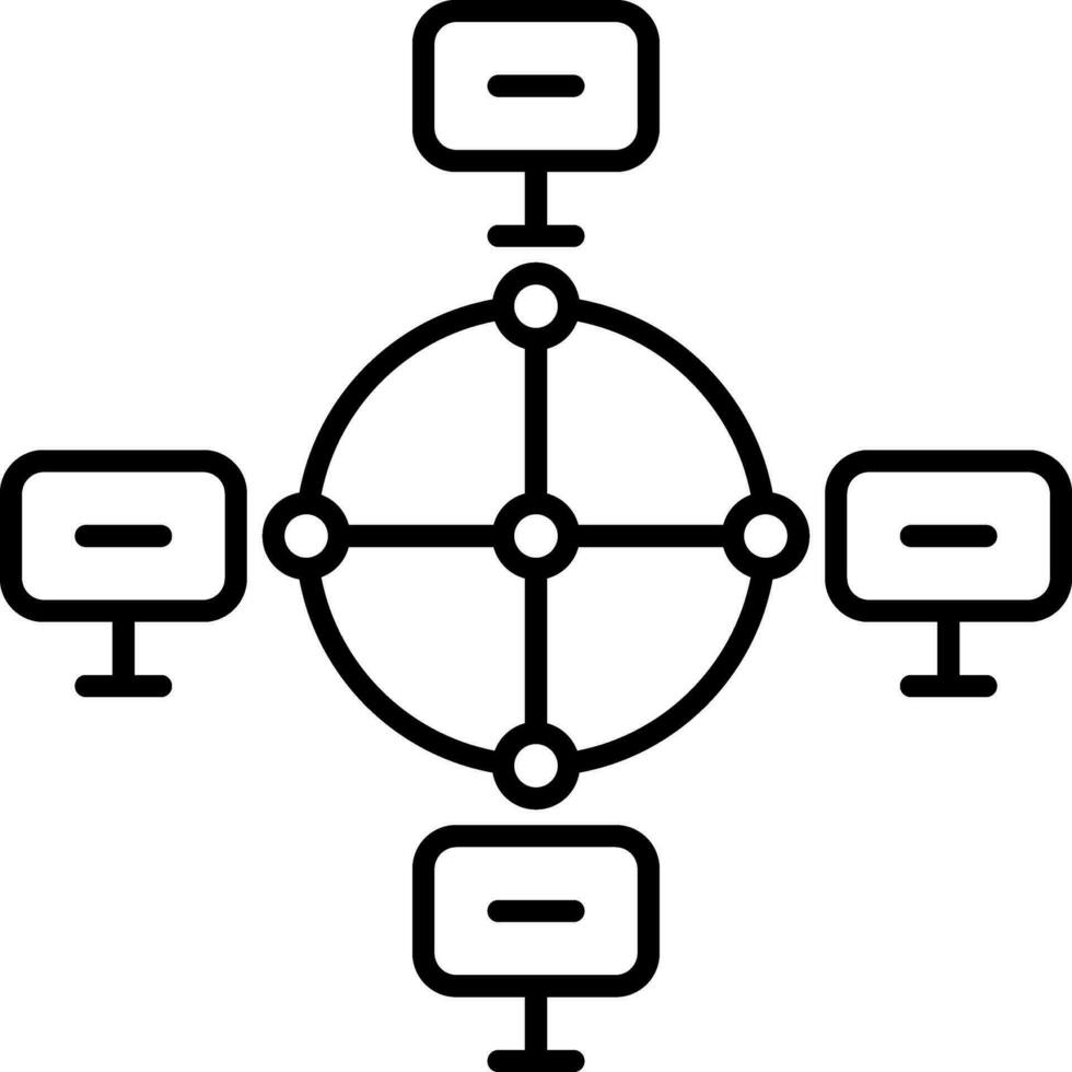 Computer Networking Icon In Black Outline. 24972180 Vector Art at Vecteezy