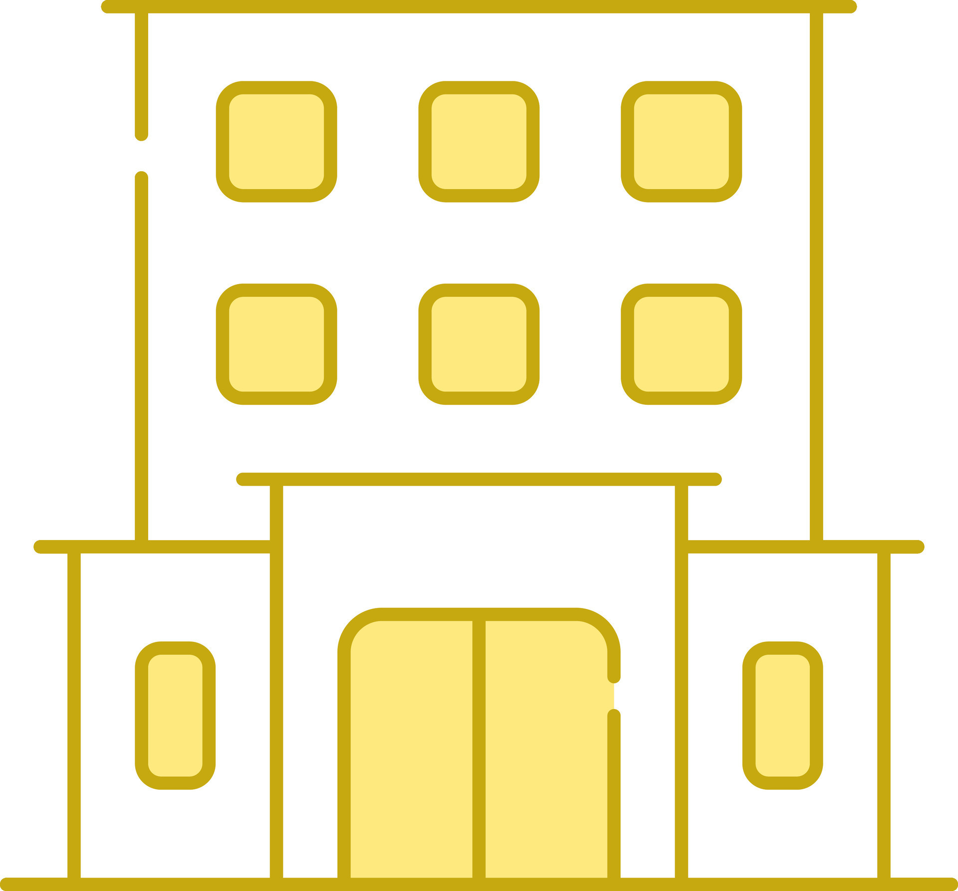 Flat Style Office Building Yellow And White Icon. 24973031 Vector Art ... Flat Style Office Building Yellow And White Icon. 24973031 Vector Art ...