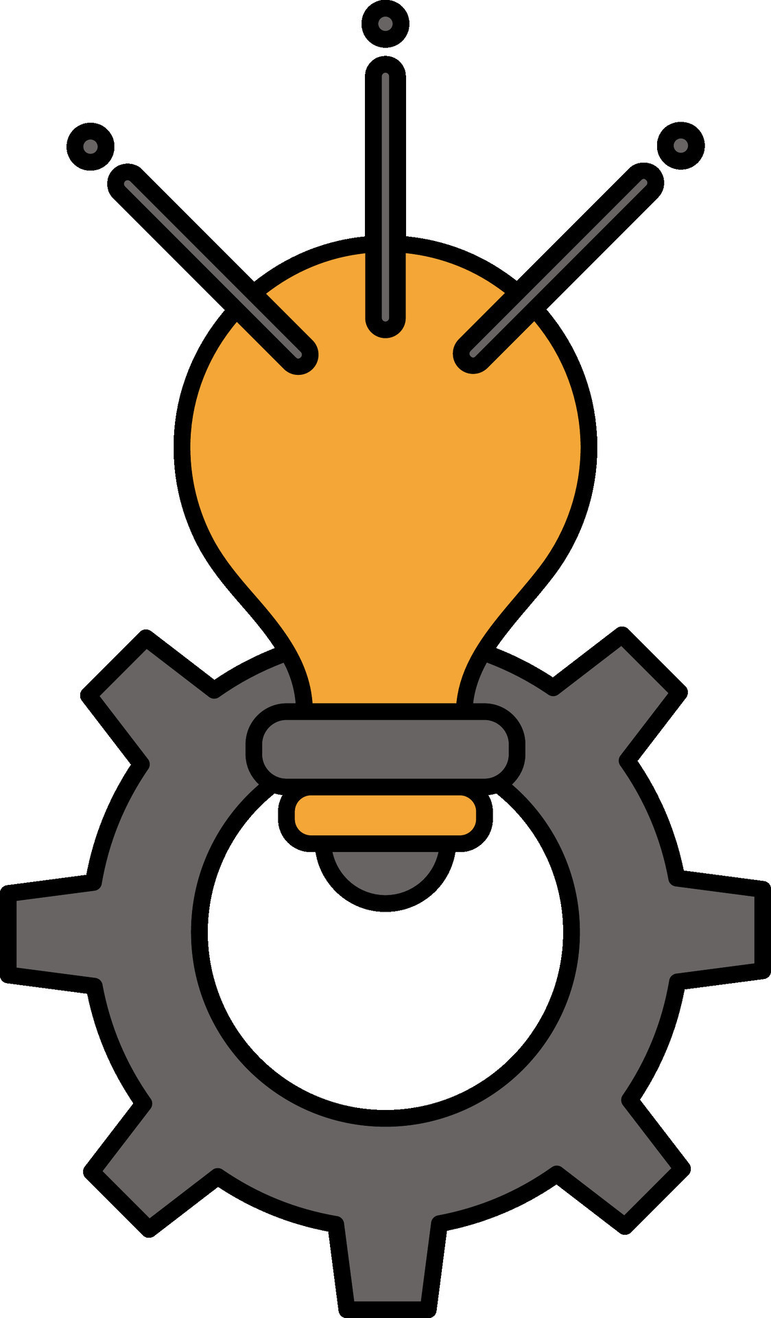 Cogwheel And Illuminated Bulb Icon In Gray And Orange Color. 24973416 ...