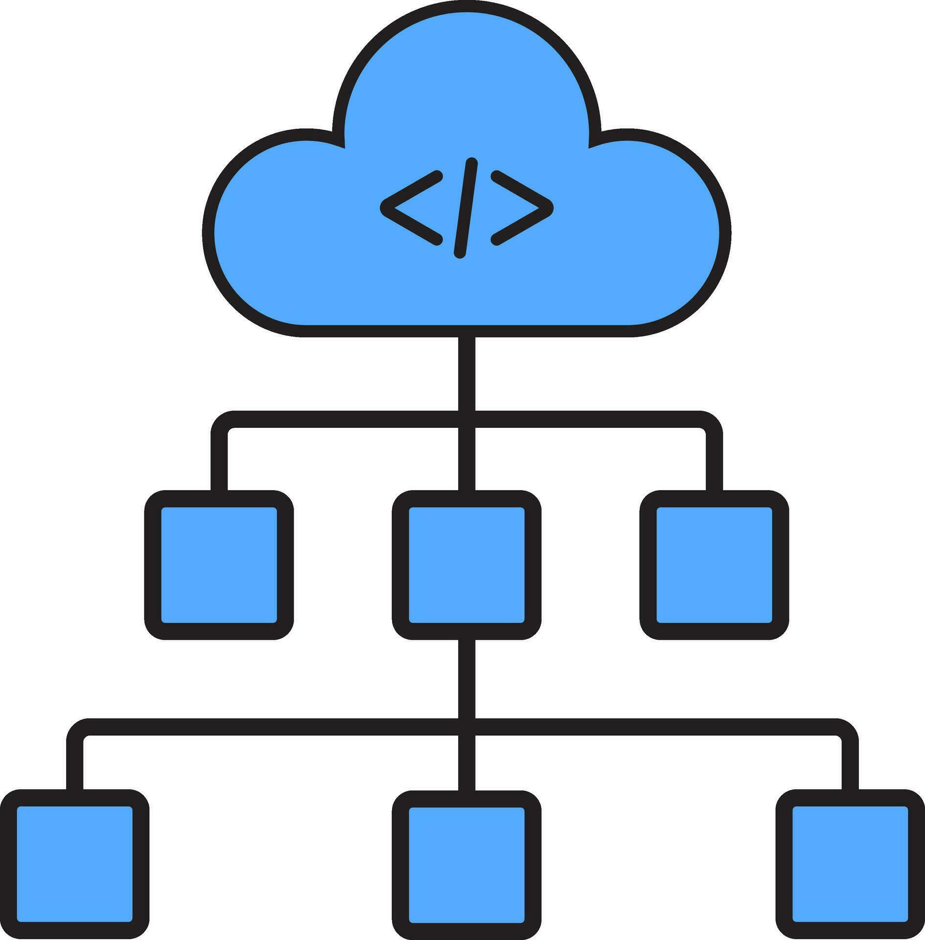 Cloud Coding Structure Or Hierarchy Icon In Blue Color. 24974029 Vector Art at Vecteezy
