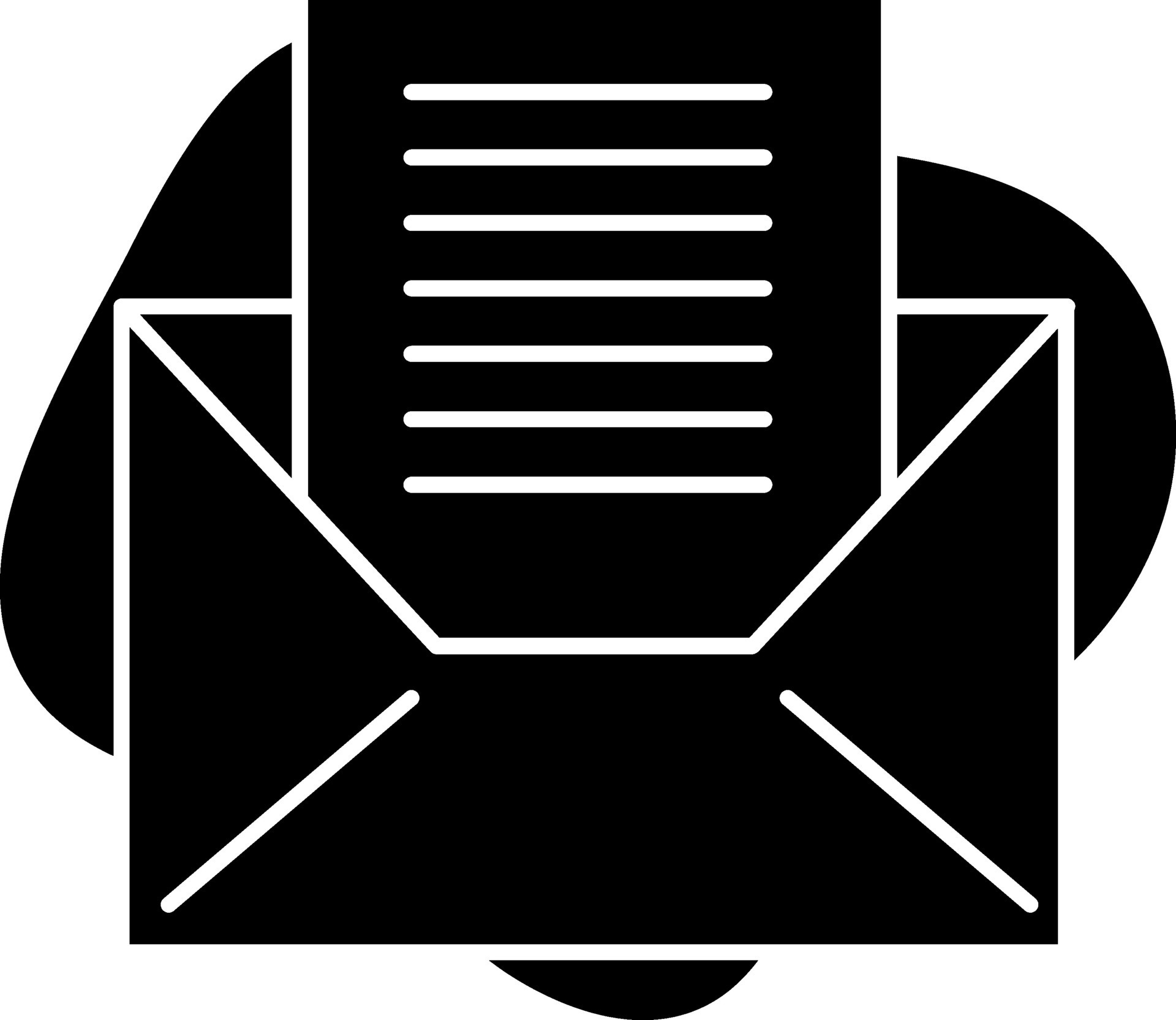 Flat Style Envelope With Paper Icon On Black Background. 24974655 ...