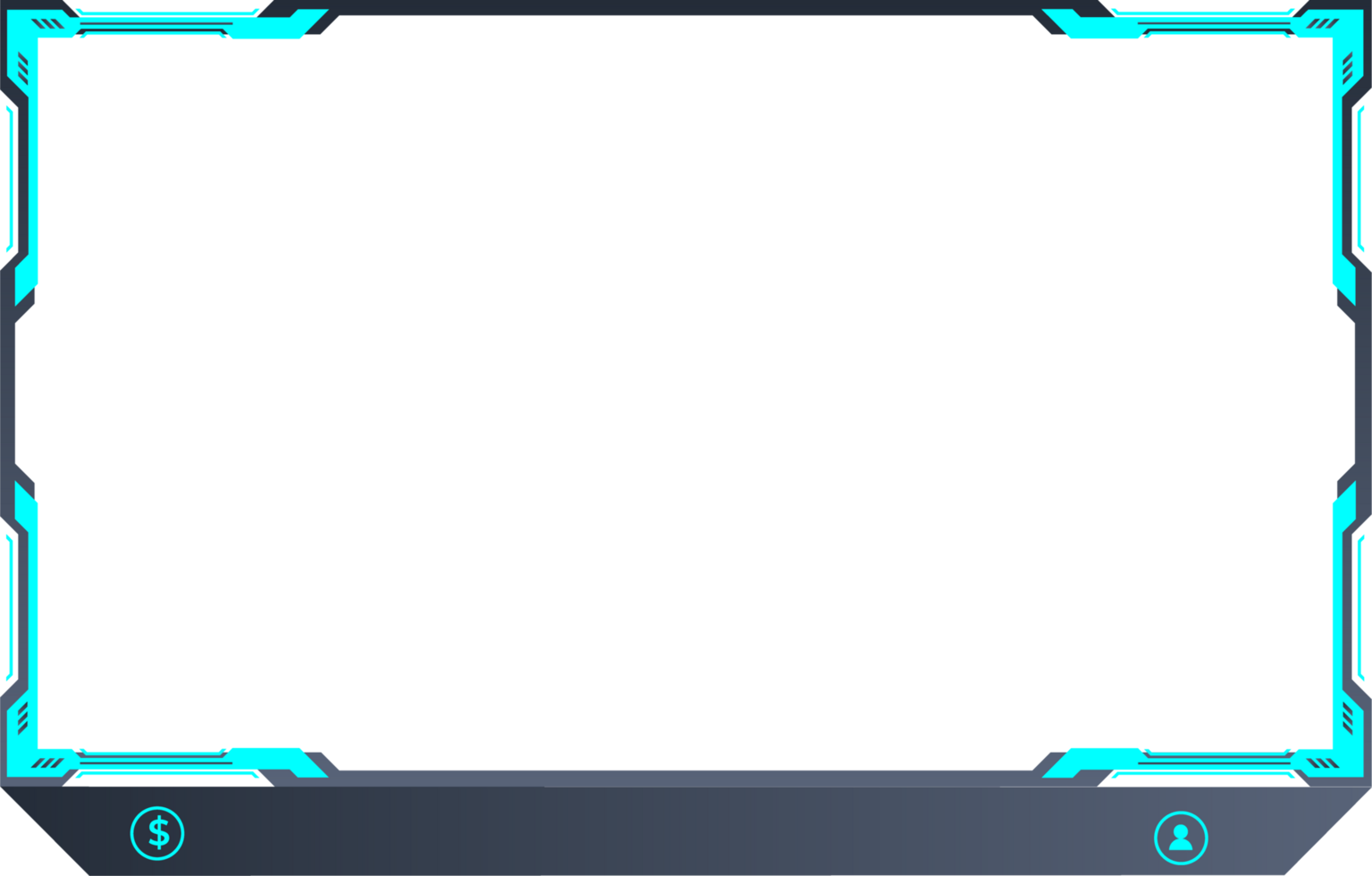 Online Broadcasting Screen Panel Decoration With Shiny Blue Color Live Streaming Overlay Design