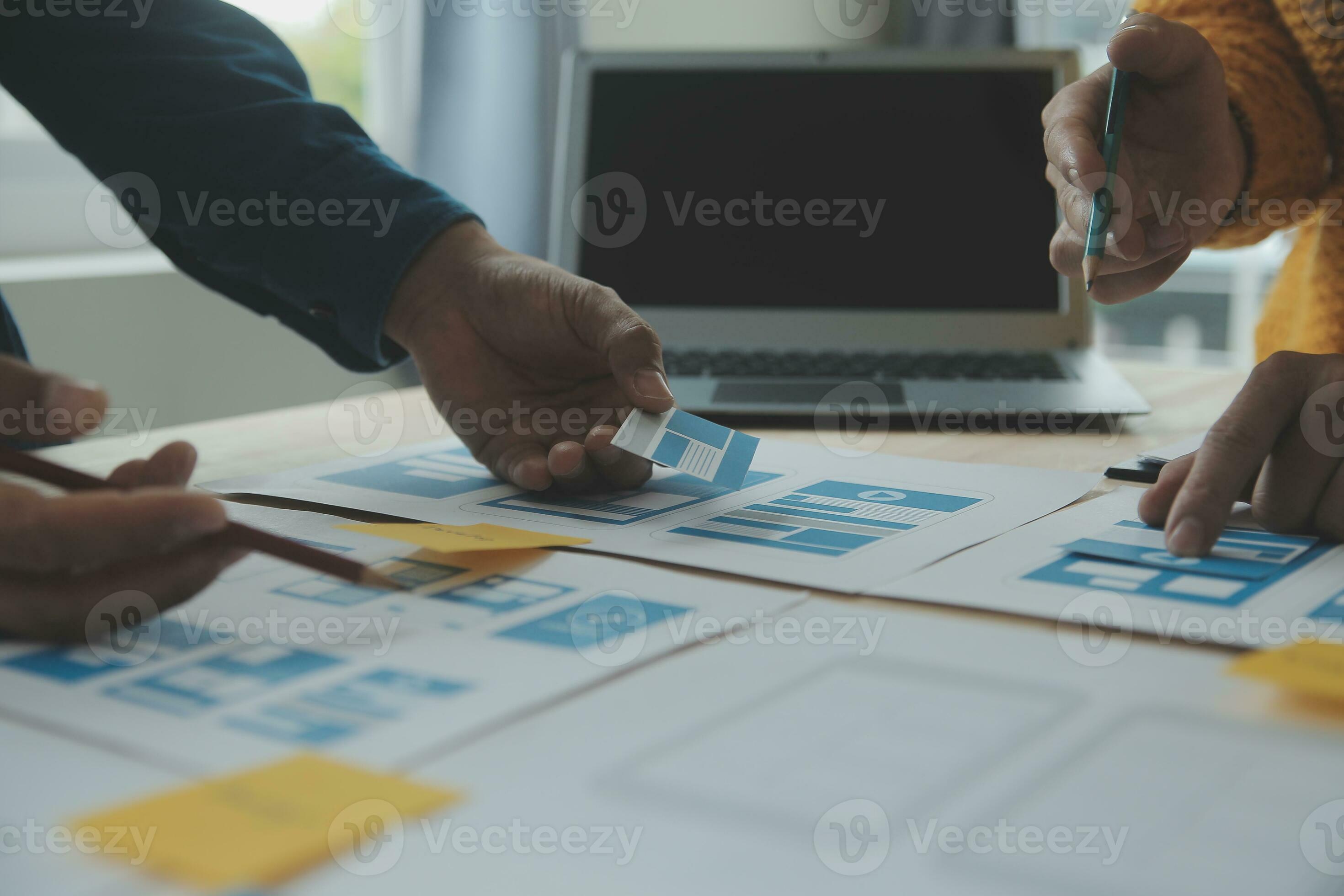 Website designer Creative planning application development draft sketch drawing template layout ...