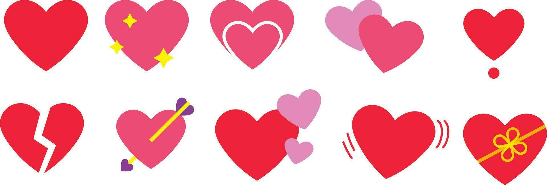 Heart Color Set Icons Vector Illustrations Set Of Hearts In Different