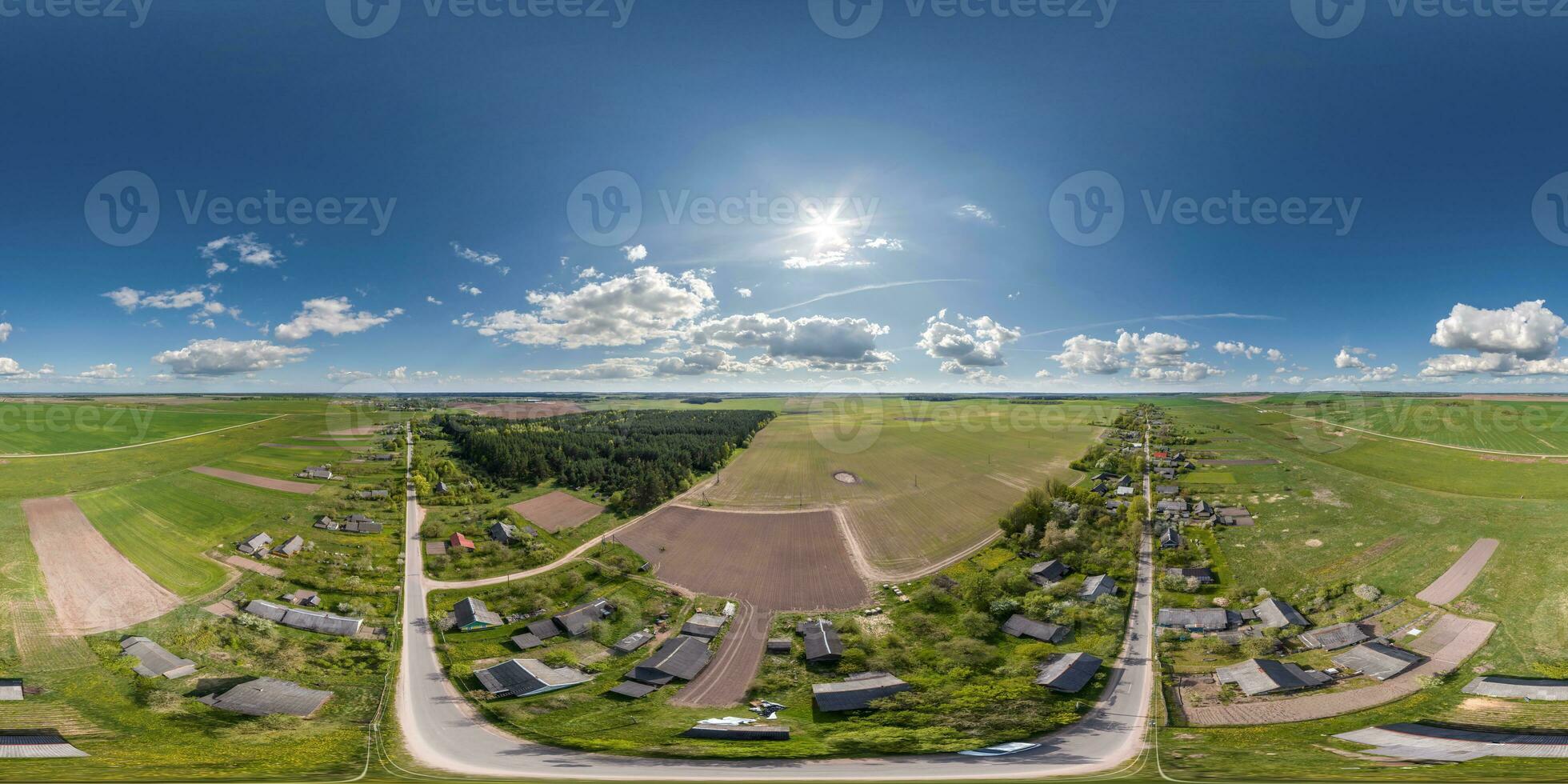 aerial full seamless spherical hdri 360 panorama view above green ...