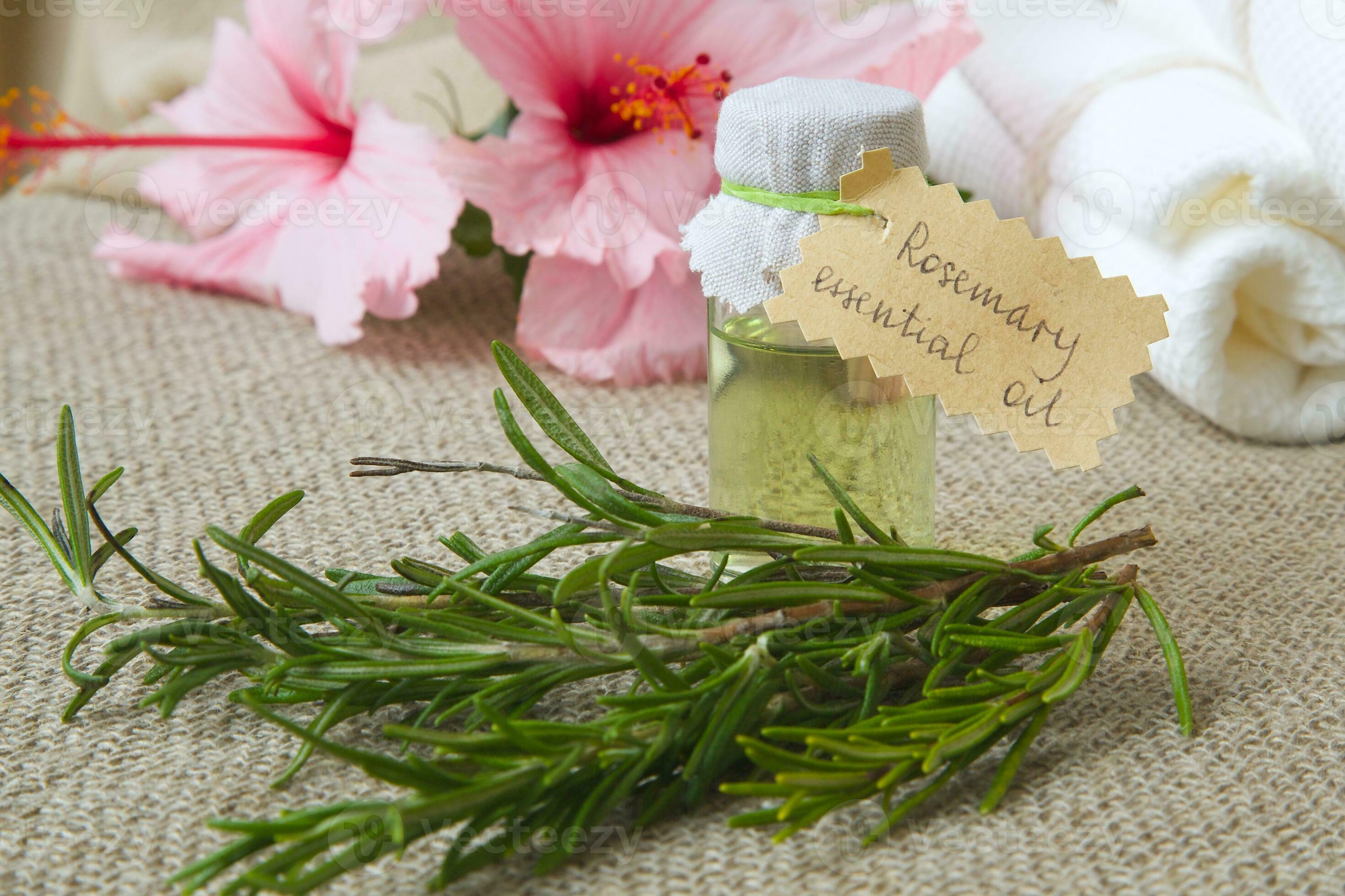 Rosemary essential oil 24996880 Stock Photo at Vecteezy