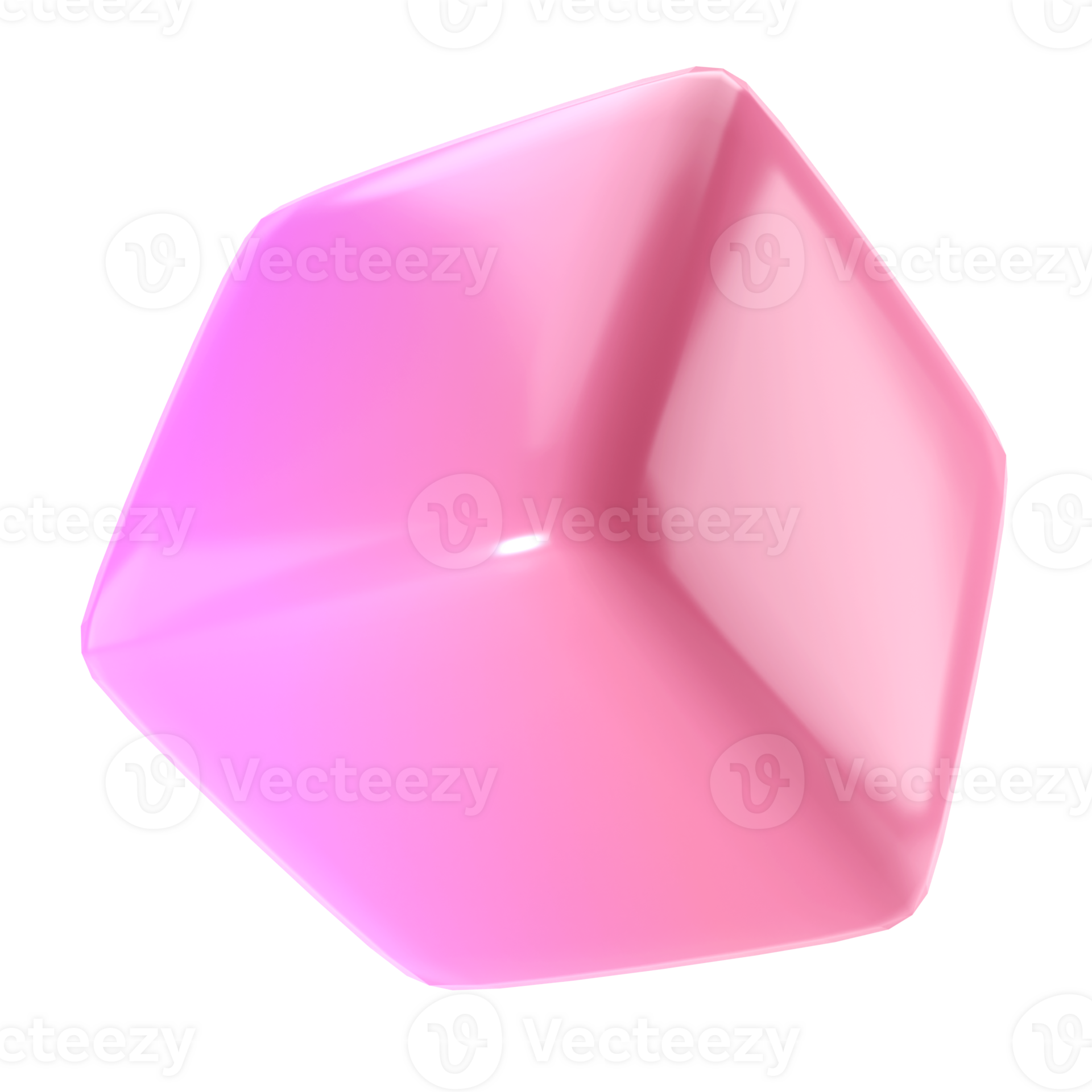 3d block object metal cube abstract geometric shape. Realistic glossy pink and lilac gradient ...