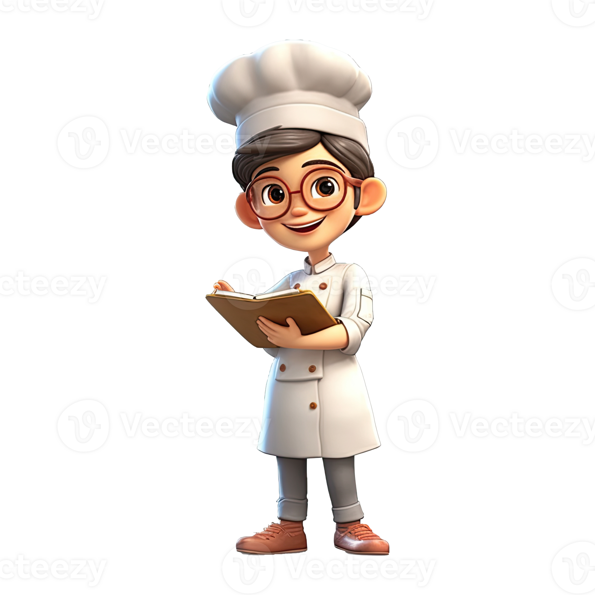 Cute cartoon female chef character on transparent background. 25002351 PNG