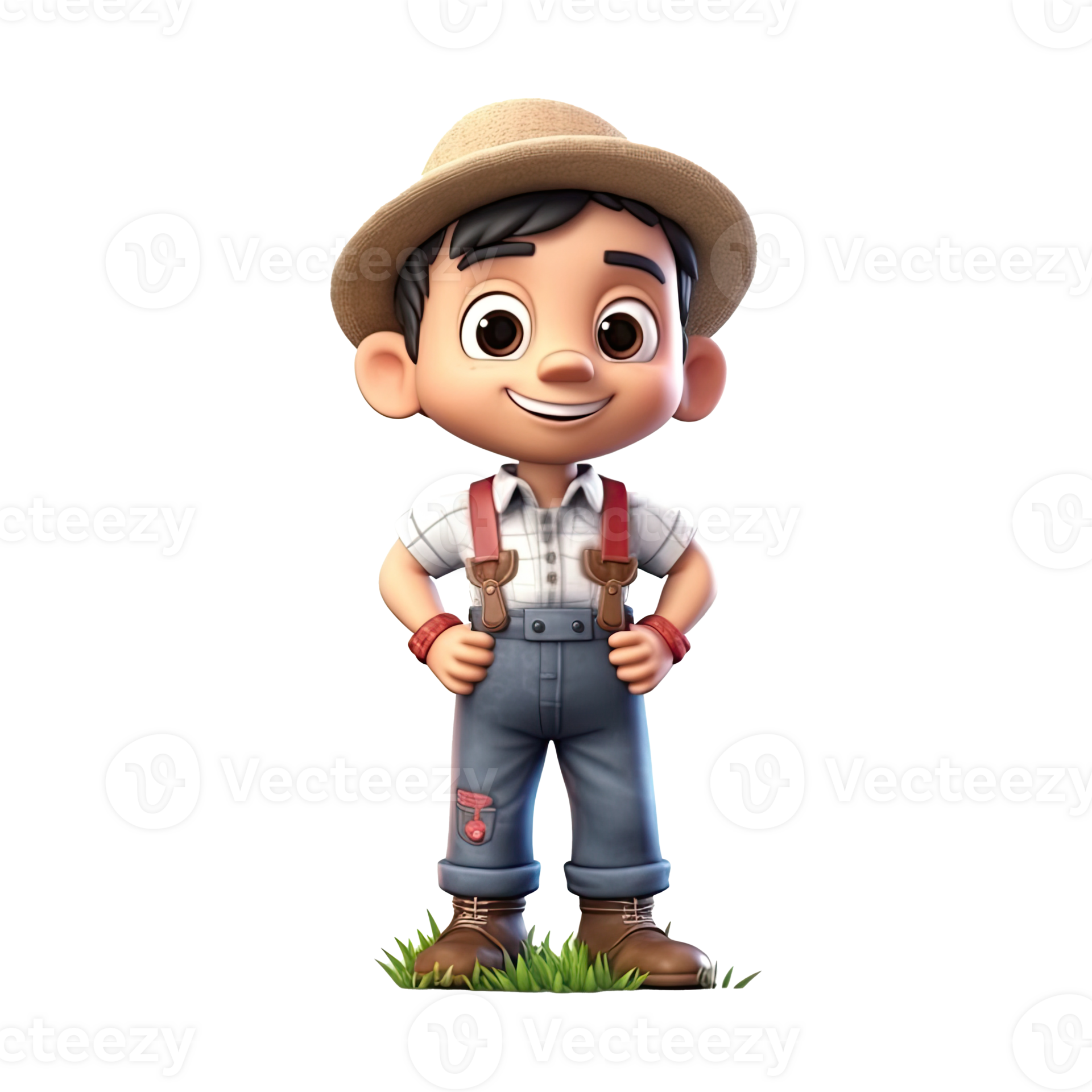 Cute Cartoon Farmer Character On Transparent Background Generative AI cute-cartoon-farmer-character-on-transparent-background-generative-ai