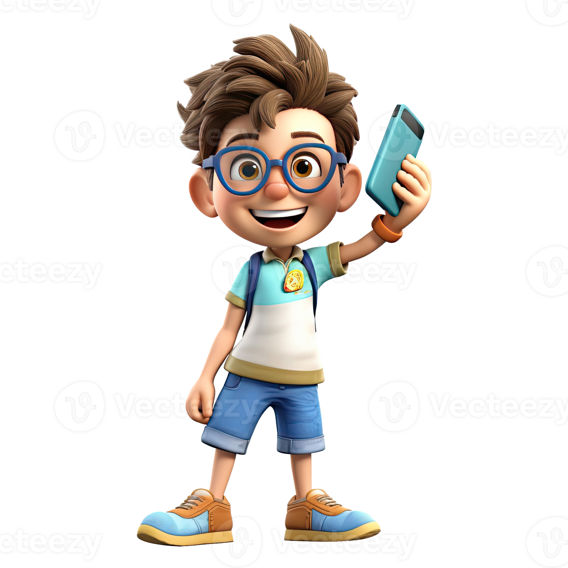 Cute cartoon boy student character on transparent background. 25003249 PNG