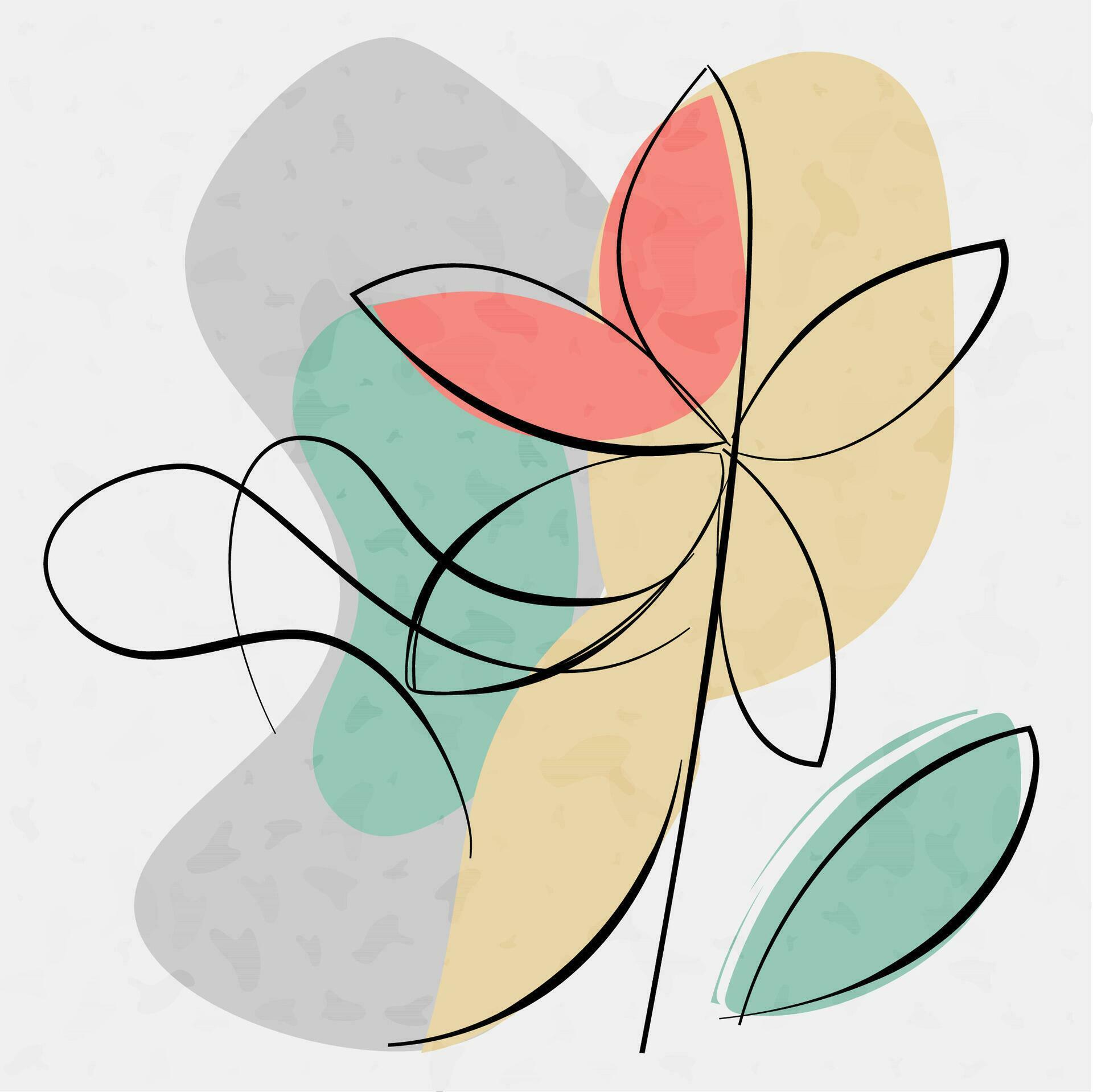 Abstract Minimalist Line Art Posters Modern Floral Doodles Trendy ...